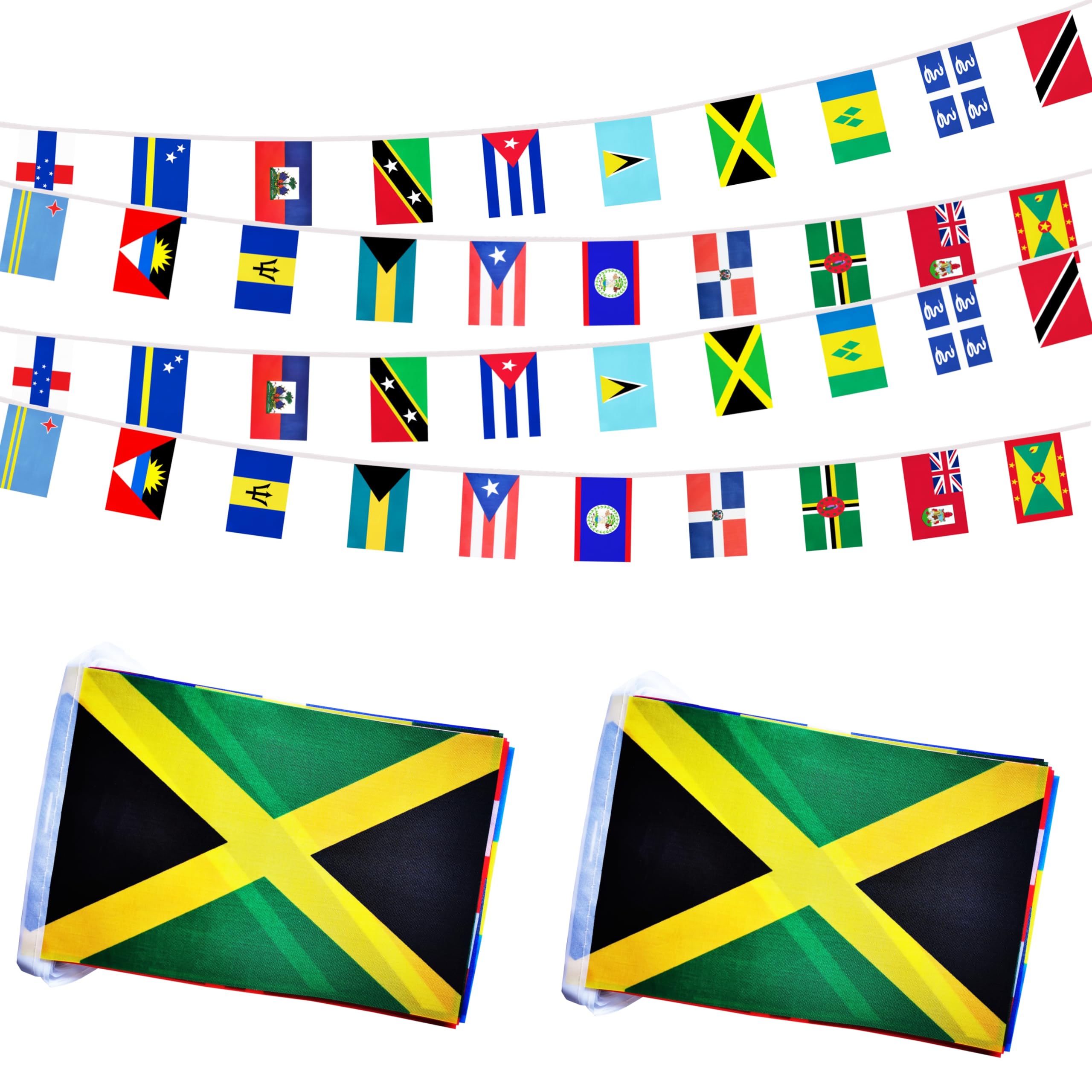 Amazon.com: Rotenl 2 Pack 20 Caribbean Countries Small String Flags, 60 ...