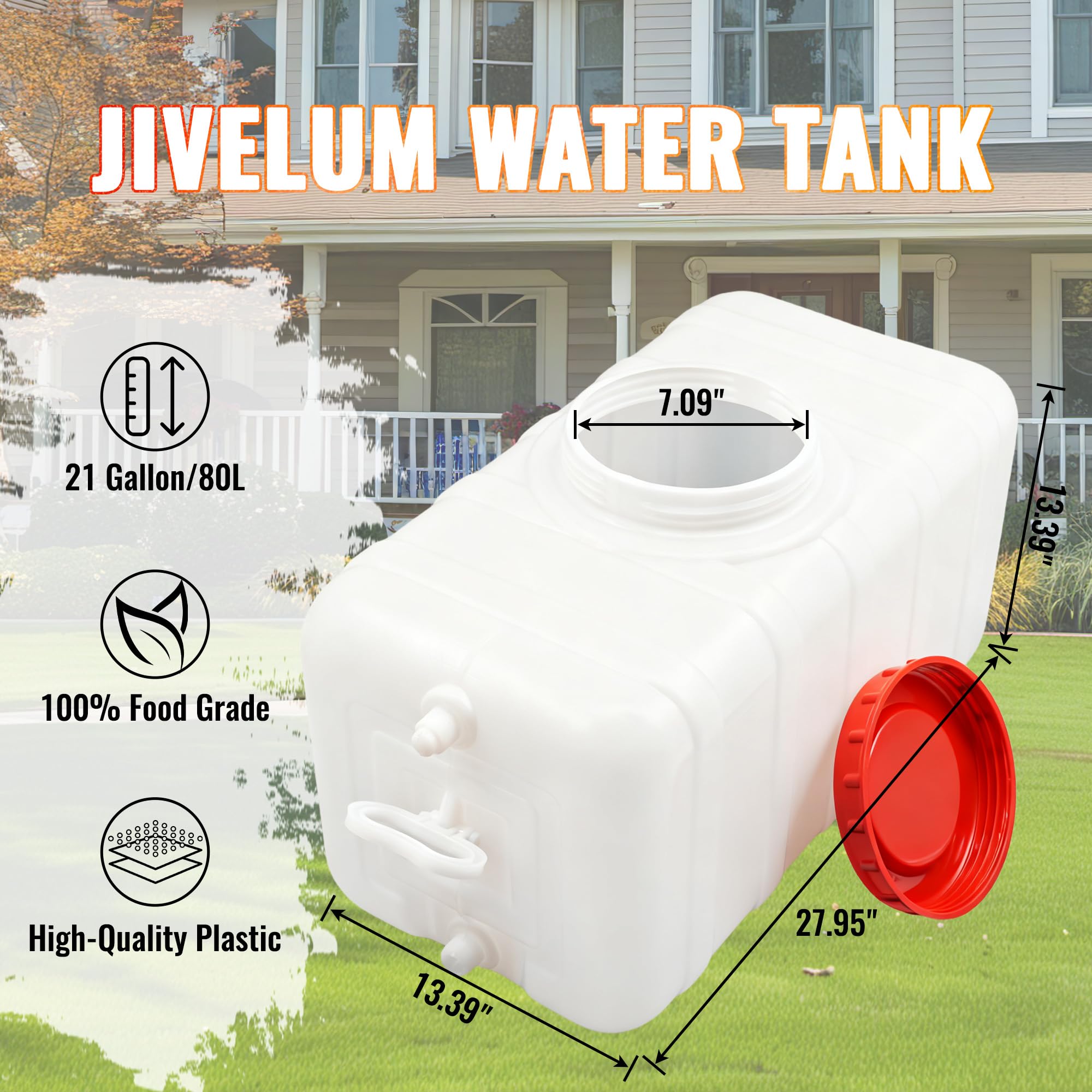 Snapklik.com : 21Gallon/80L Water Storage Tank, Portable Water Tank For ...