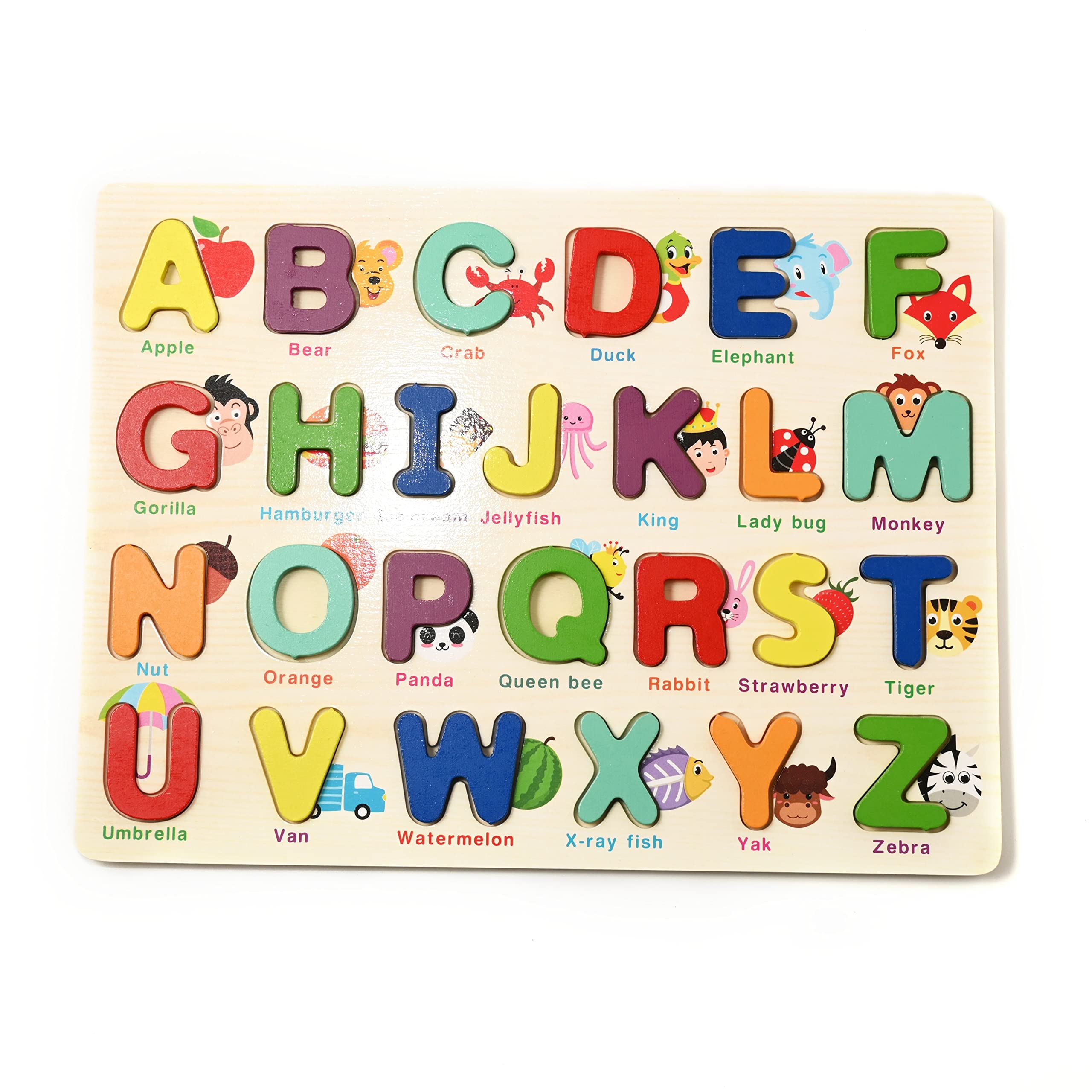Buy Lil Lattus Wooden Capital English A-Z Alphabets | 3D Color Learning ...