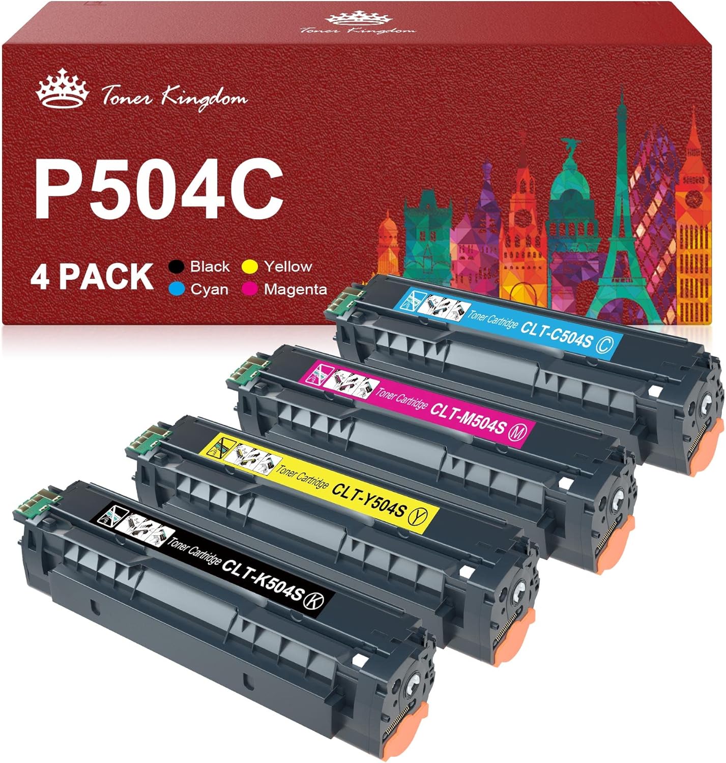 Toner Kingdom Compatible Toner Replacement for Samsung CLT-P504C CLT-K504S for Samsung Xpress ...