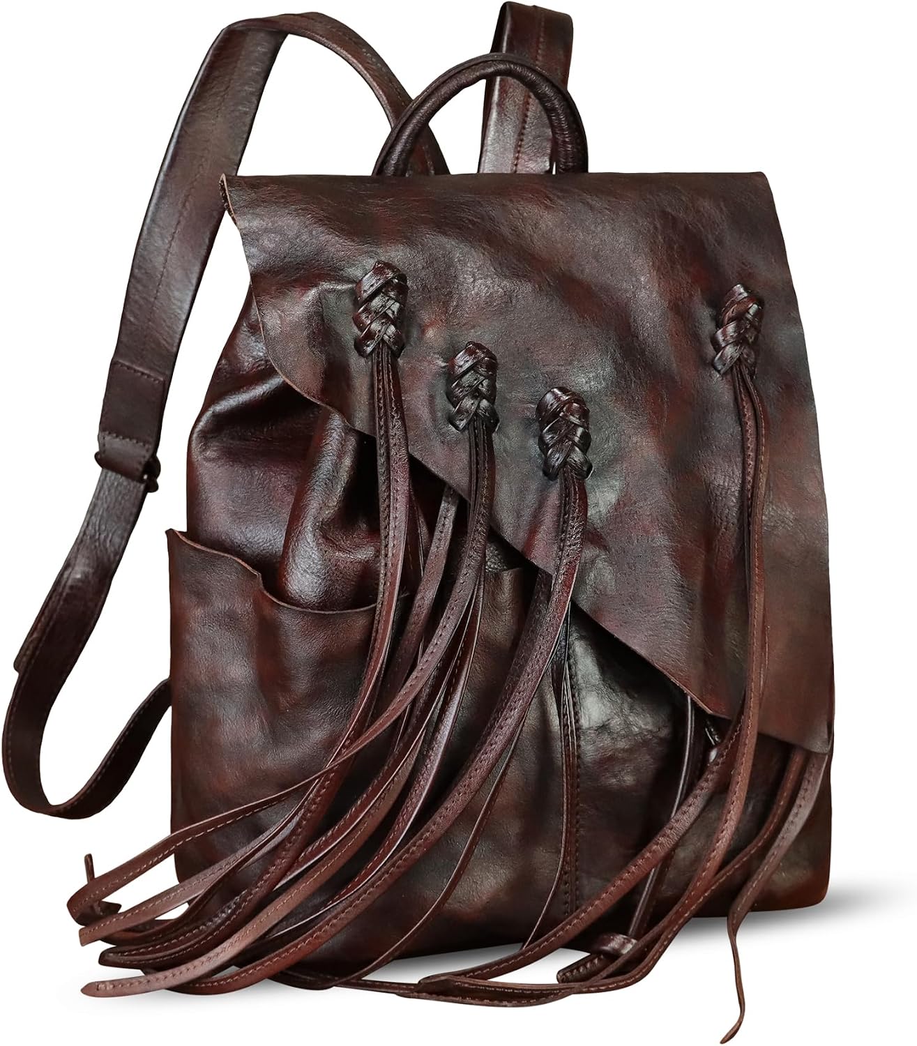 Amazon.com: IVTG Genuine Leather Tassels Fashion Backpack for Women ...