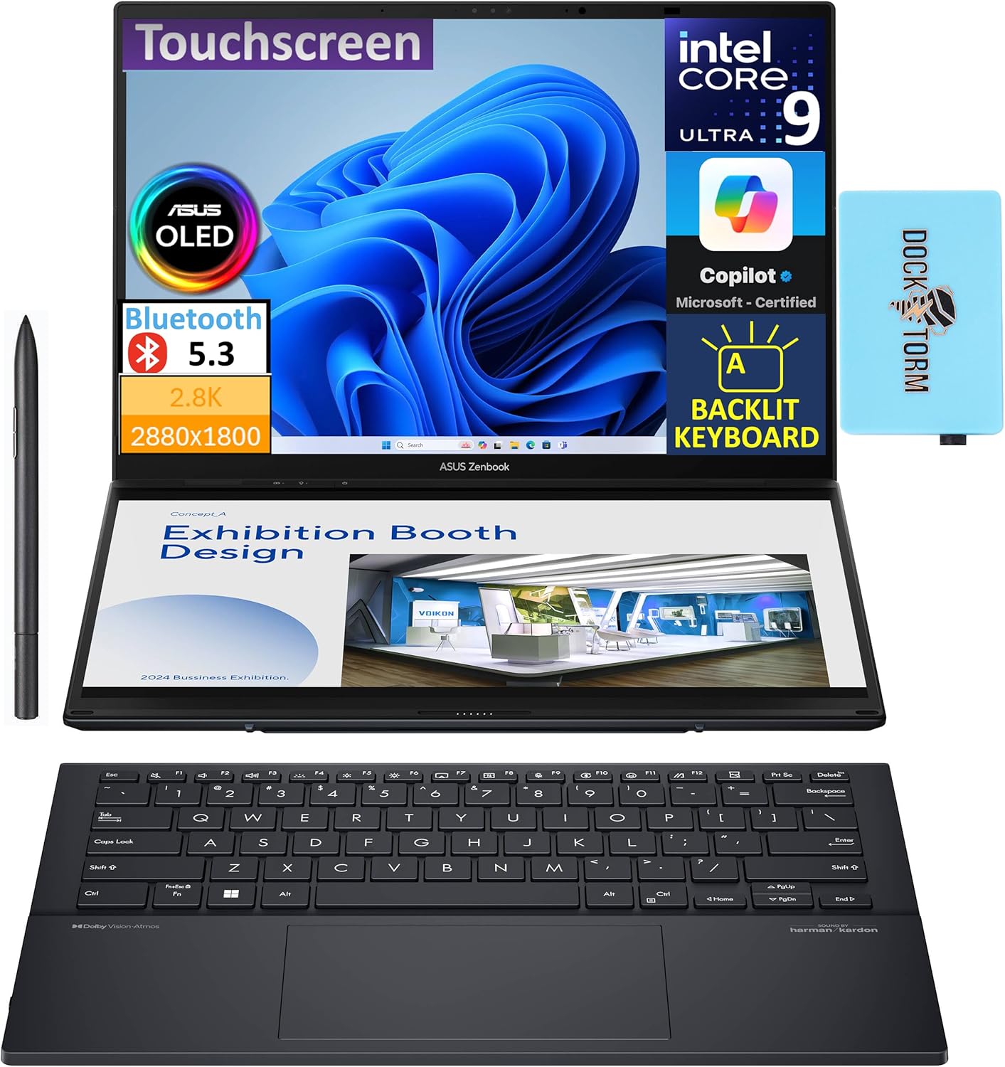 Amazon.com: ASUS Zenbook Duo 2-in-1 Laptop Dual 14” OLED 3K 120Hz Touch ...