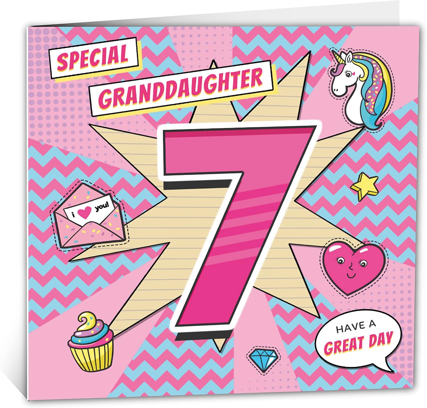 Age 7 Granddaughter Birthday Card | 7-Year-Old Supergirl Notepad ...
