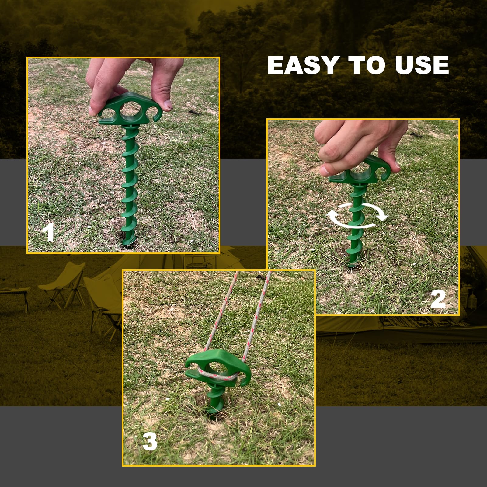 Snapklik.com : COBARYEN Tent Stakes Ground Anchors Screw In, 10 Pack ...