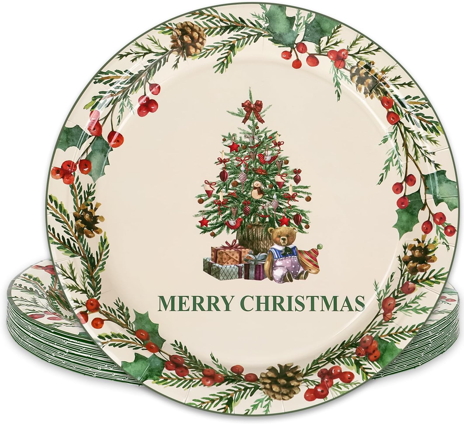Amazon.com: ceiba tree 48 Pack Christmas Paper Plates 24 Pcs 9 ...