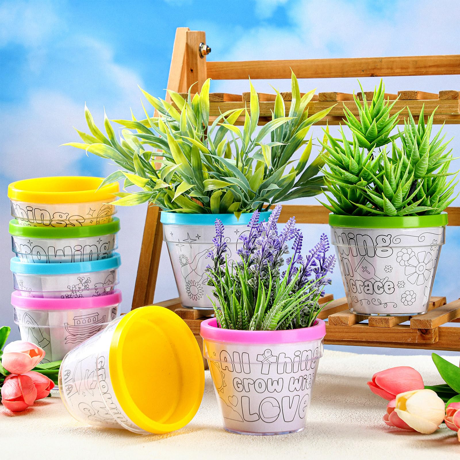 Snapklik.com : 28 Pcs Religious Crafts Flower Pot For Kids, 16 Bible ...