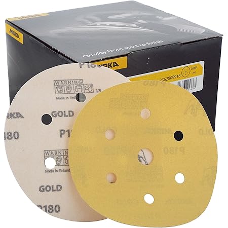 Mirka Gold Hook-It DA Sanding Discs Ø 150mm 6" 120 Grit 6+1 Hole Sander ...