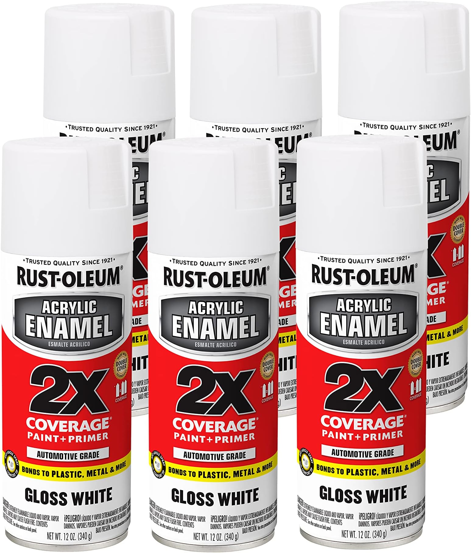 Rust-Oleum 334133-6PK Stops Rust Turbo Spray Paint, 24 oz, Gloss White ...