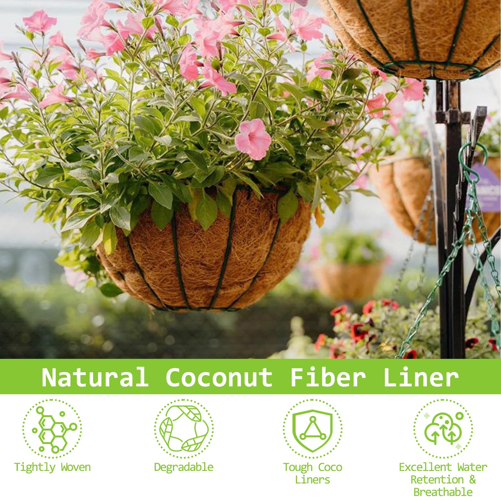 Snapklik.com : Riare 2 Pack 10 Inch Round Coco Liners Replacement- 100% ...
