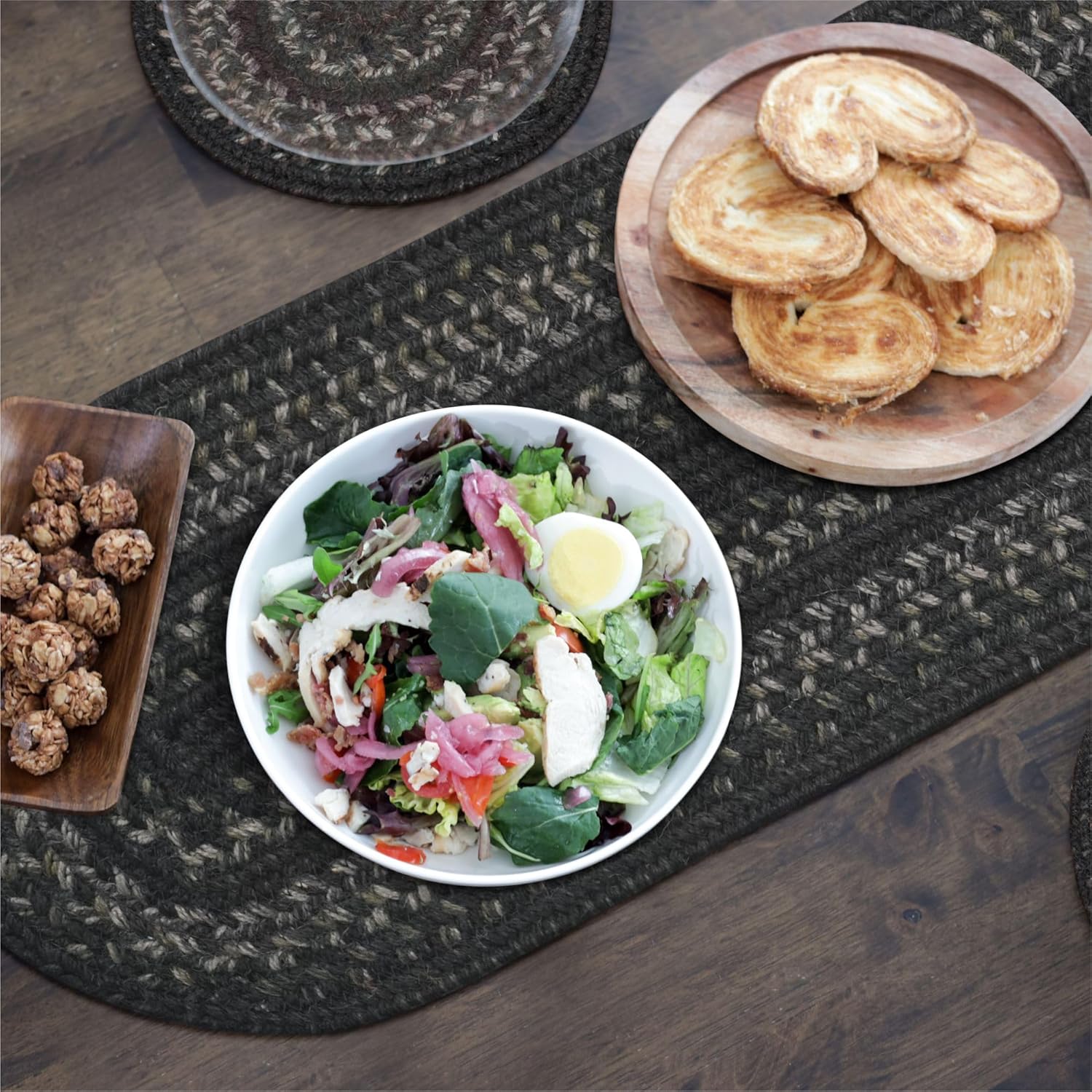 Amazon.com: Homespice - Jet Black Oval Table Runner, a Handmade Braided ...