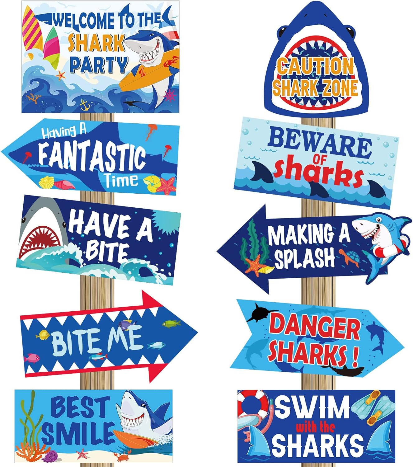 Amazon.com: 20 Pieces Shark Party Decorations Signs Shark Decorations ...