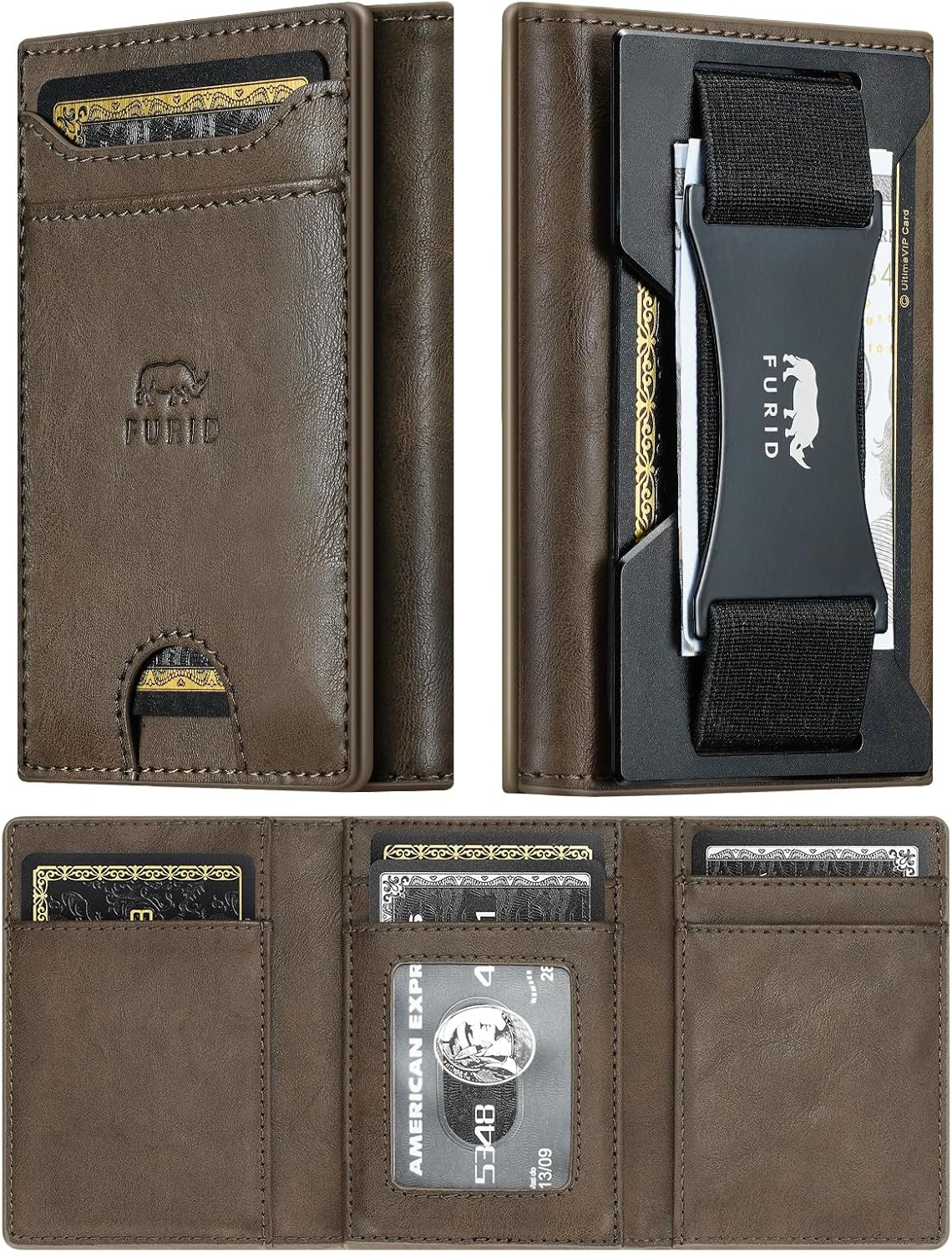 Amazon.com: furid Leather Trifold Wallet for Men Slim: Rfid Thin Front ...