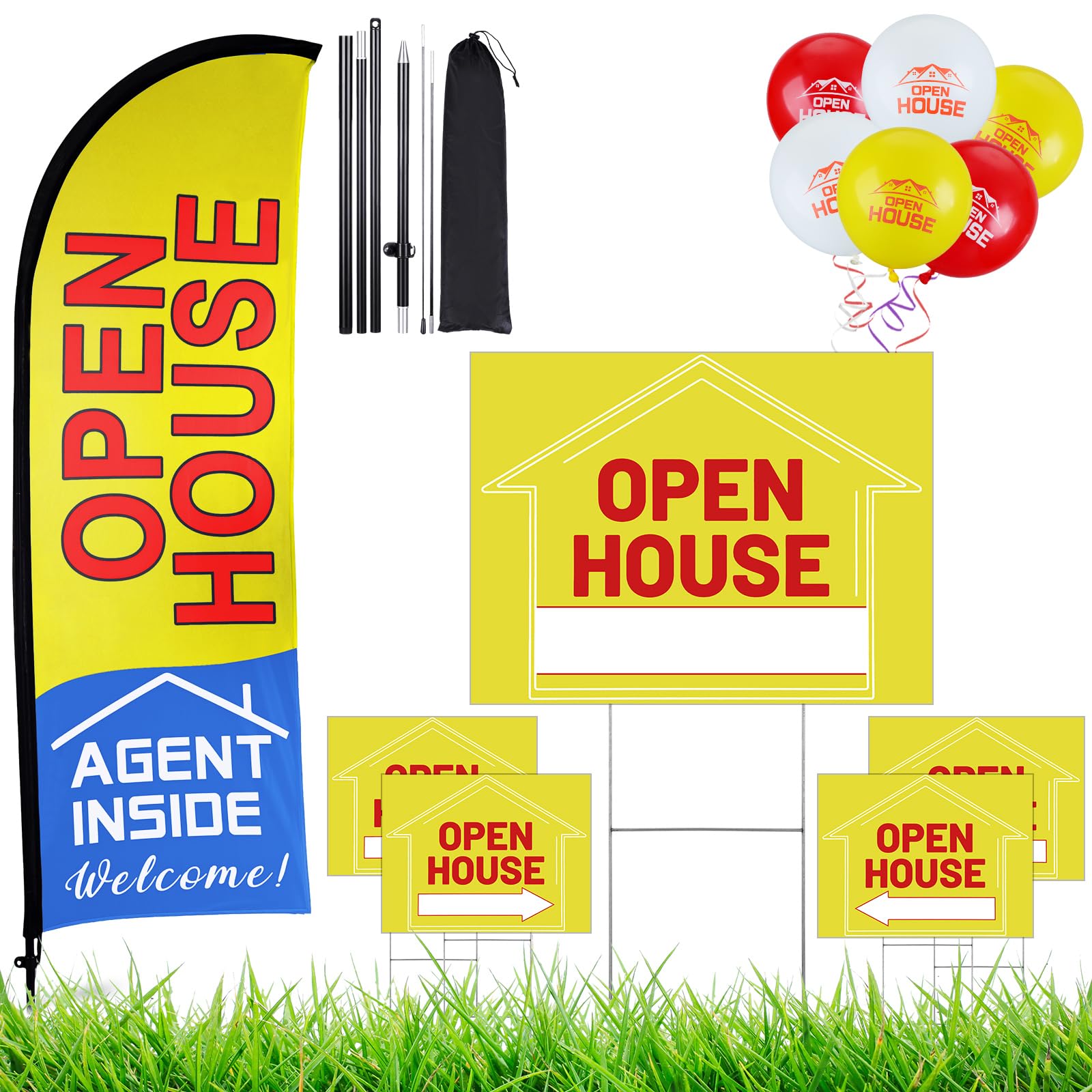 Amazon.com : Buryeah Open House Signs Set (36 Pcs Total), 1 Pack Open ...