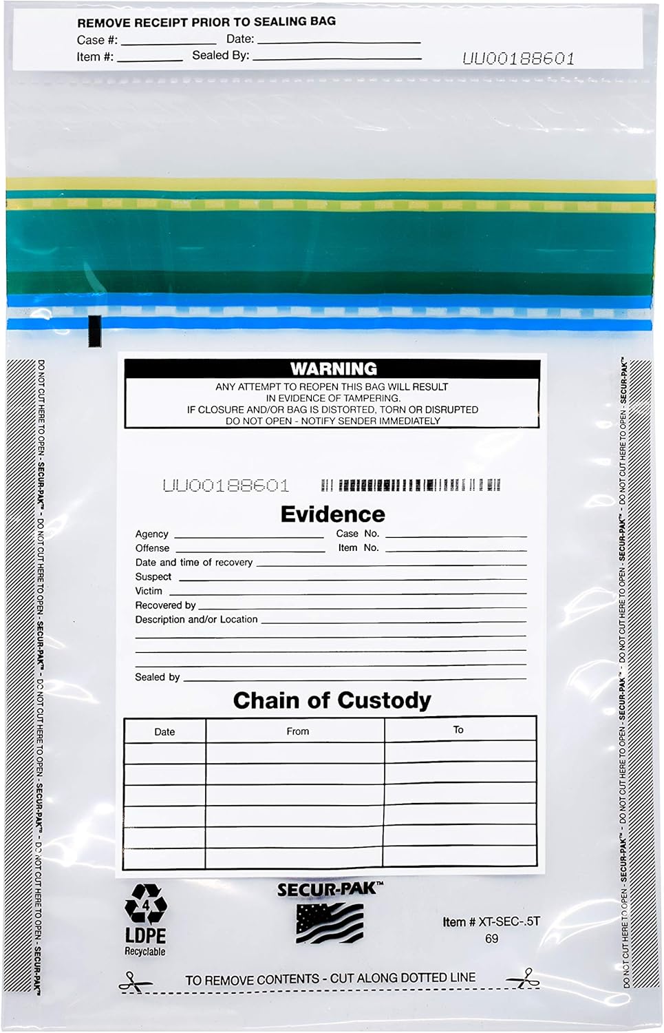 100pk Evidence Bags, 6" x 9" - Premium, Level 4 Security Tamper Evident ...