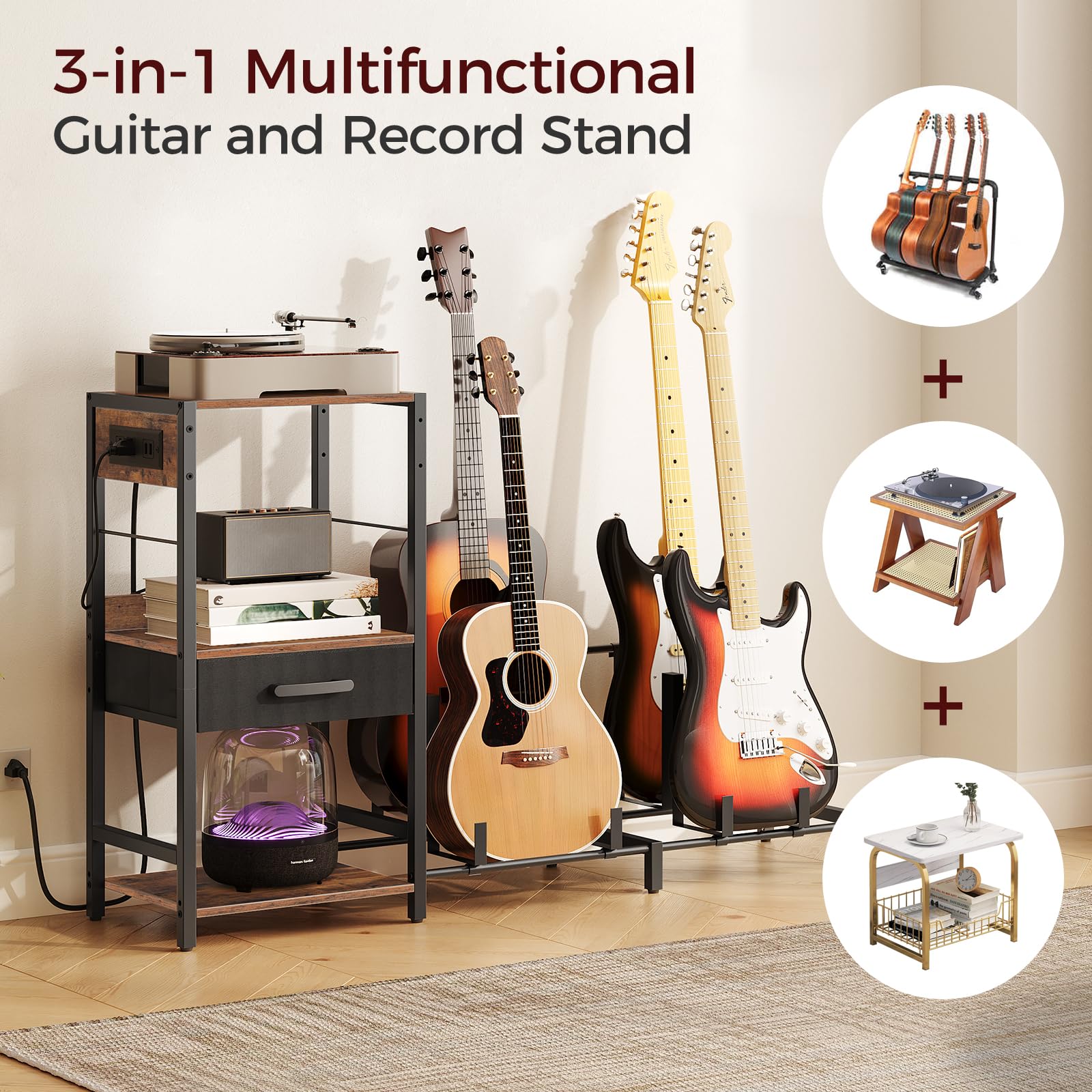 Snapklik.com : Guitar Stand For Acoustic 4 Holder, Electric Guitar, Bass, Multiple Guitar Rack ...