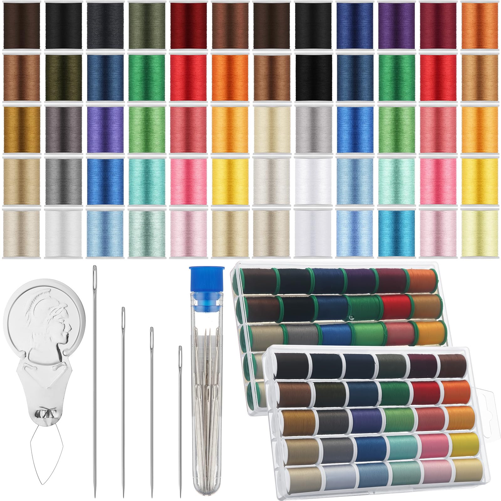 Amazon.com: 60 Pcs Sewing Thread Set with Matching Prewound Bobbin ...