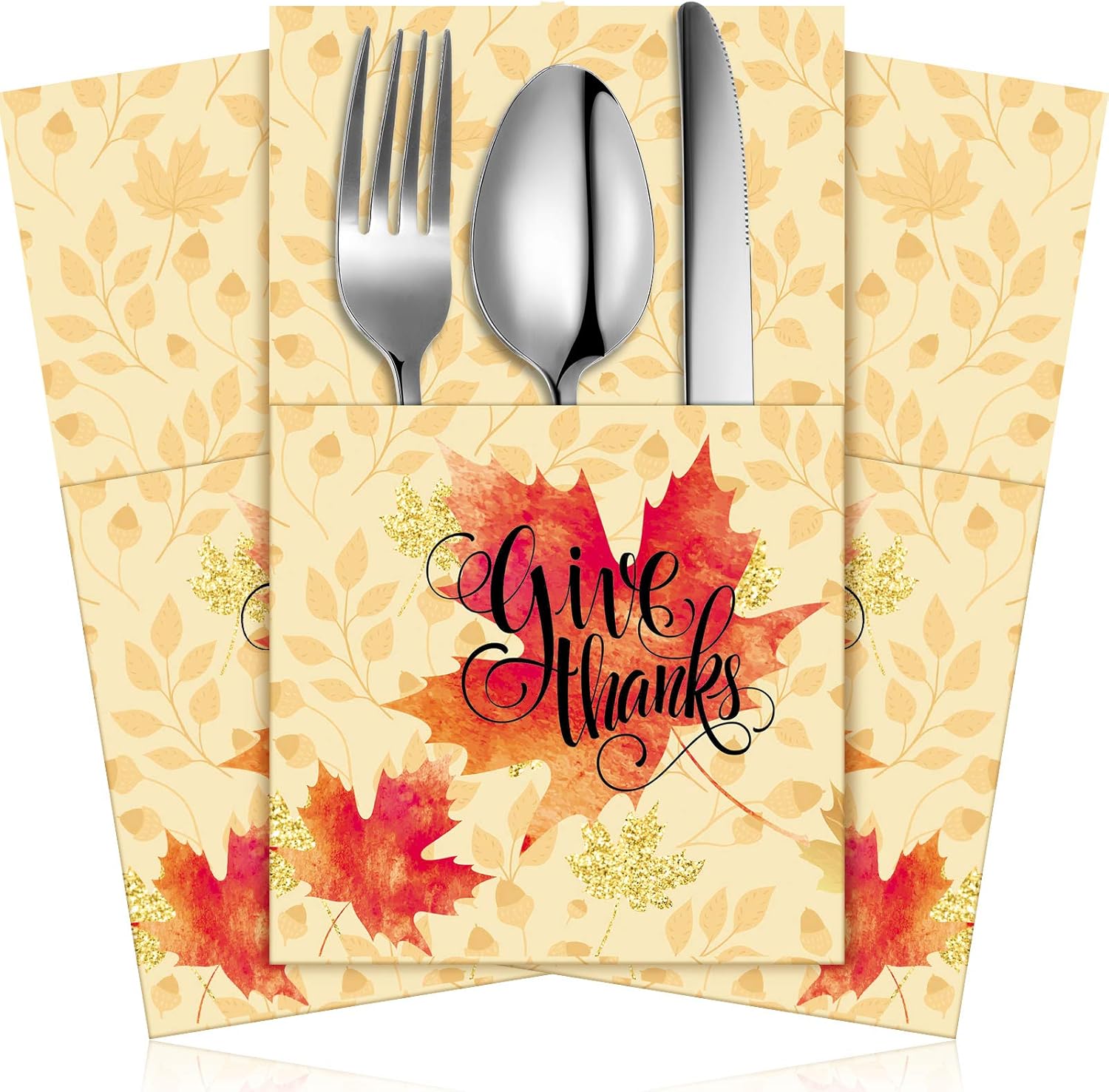 Amazon.com: 36 Pieces Thanksgiving Utensil Cutlery Napkins Holders Give ...