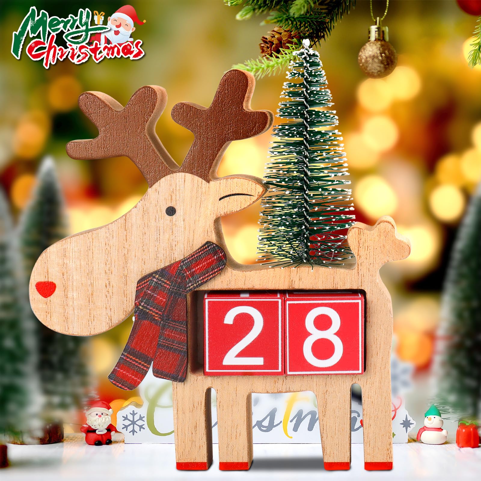 Amazon.com: Christmas Reindeer Advent Calendar, Elk Xmas Tree Countdown ...