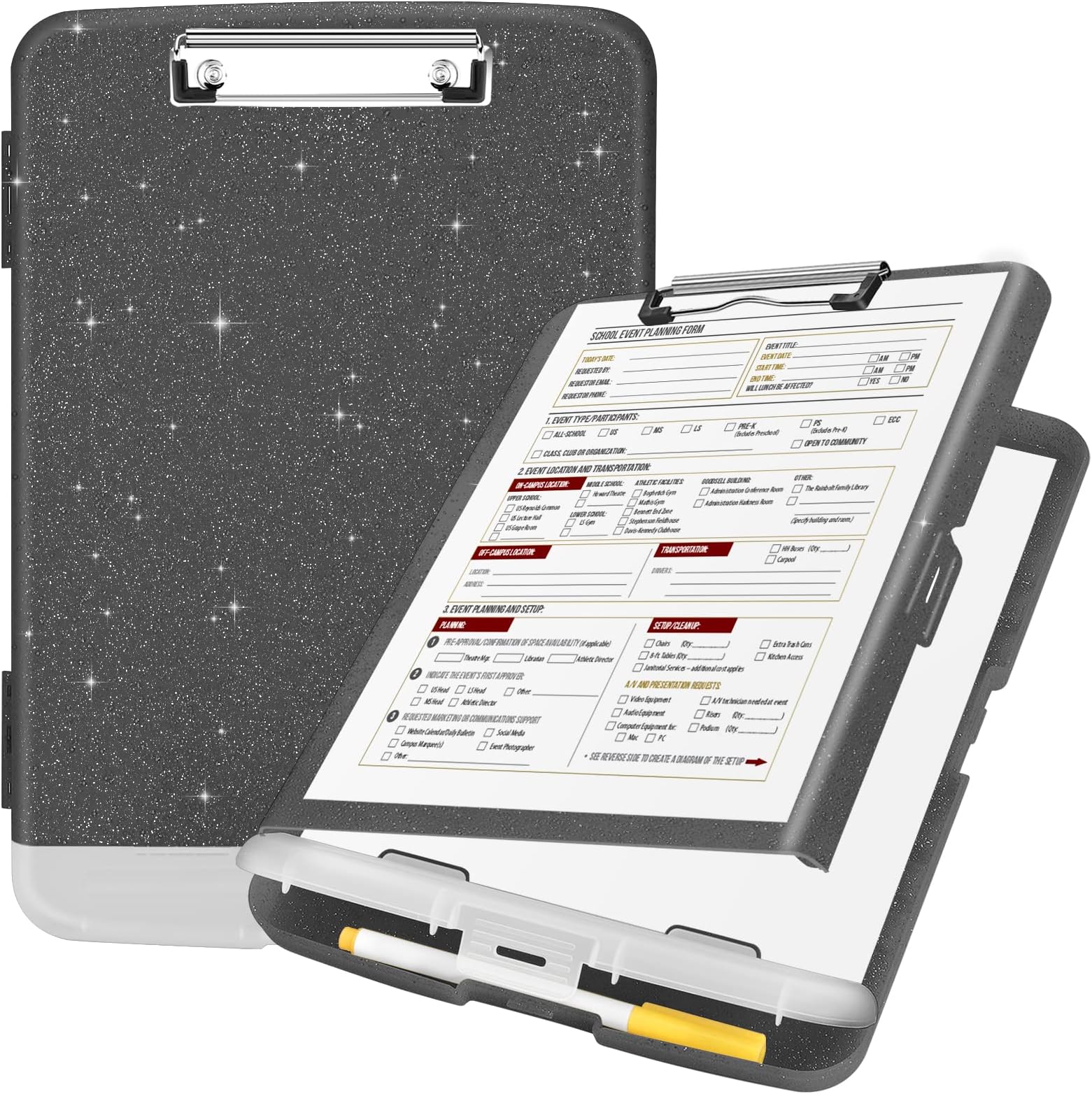 Amazon.com : Sooez Glitter Clipboard with Storage, High Capacity ...