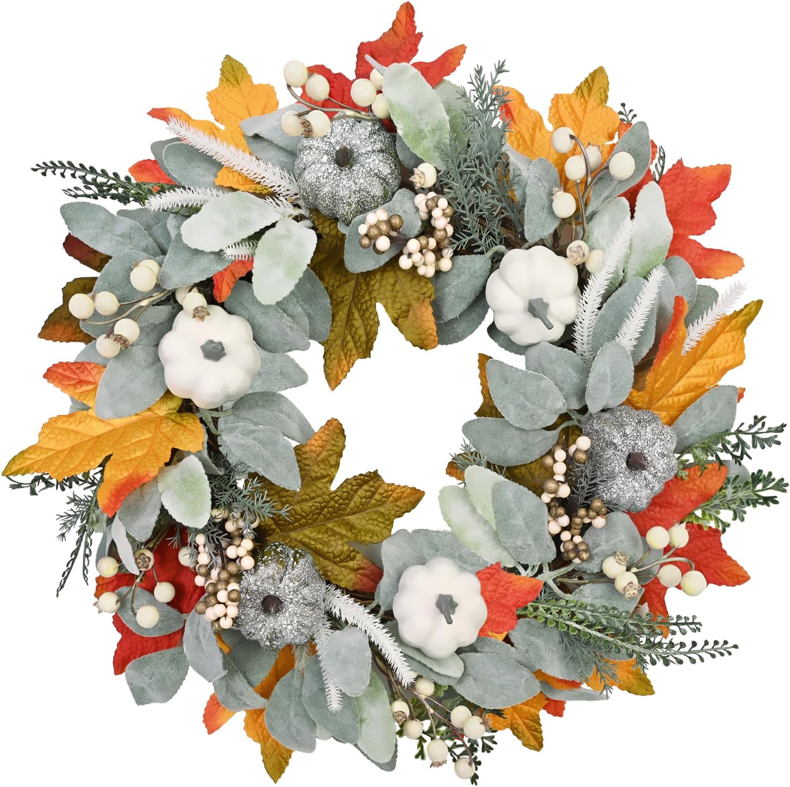 Amazon.com: Neutral Fall Wreaths for Front Door - 20" Outdoor Fall ...