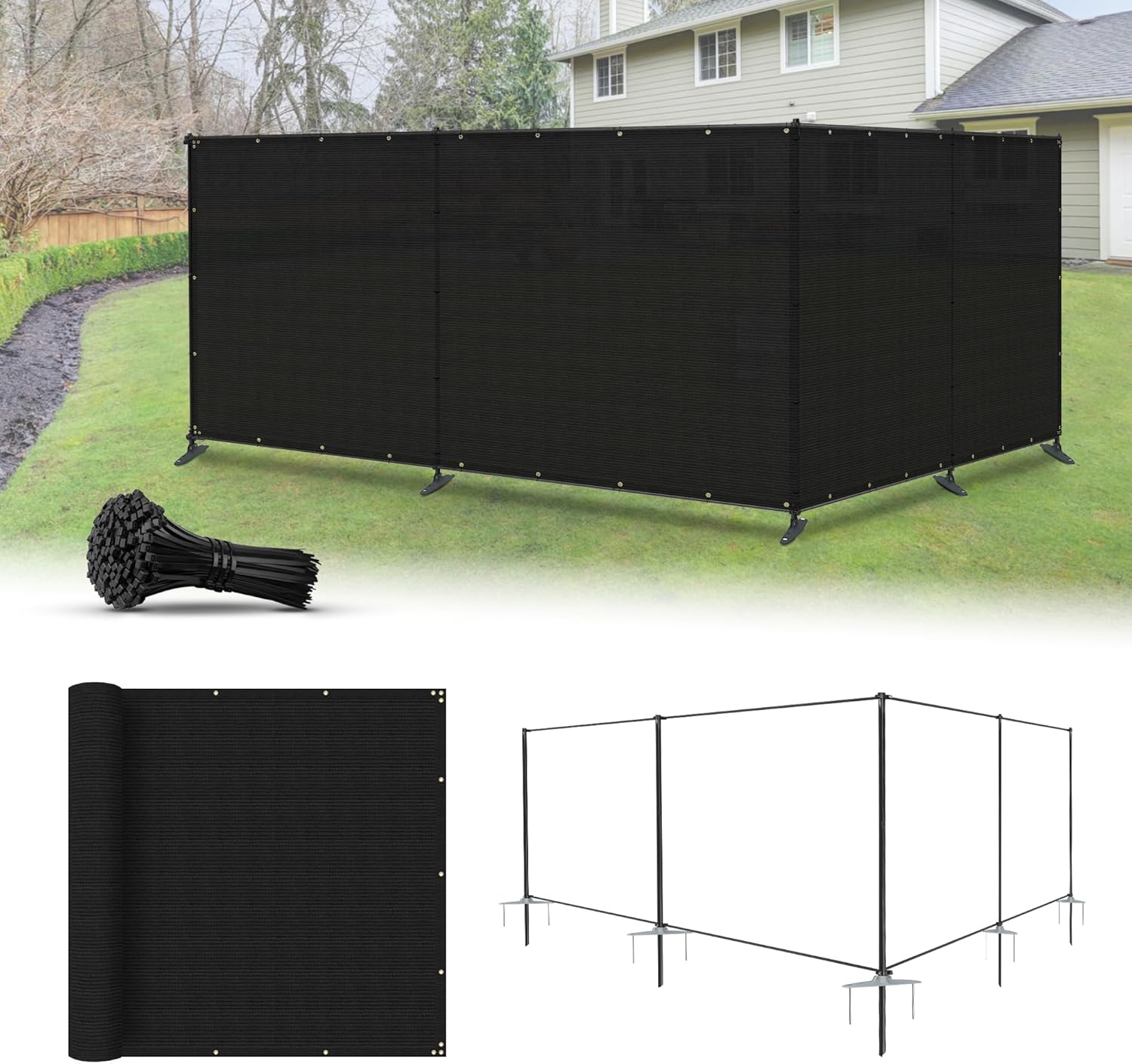 Amazon.com : INFRANGE 5'x24' Privacy Fence Kit Freestanding Mesh Screen ...