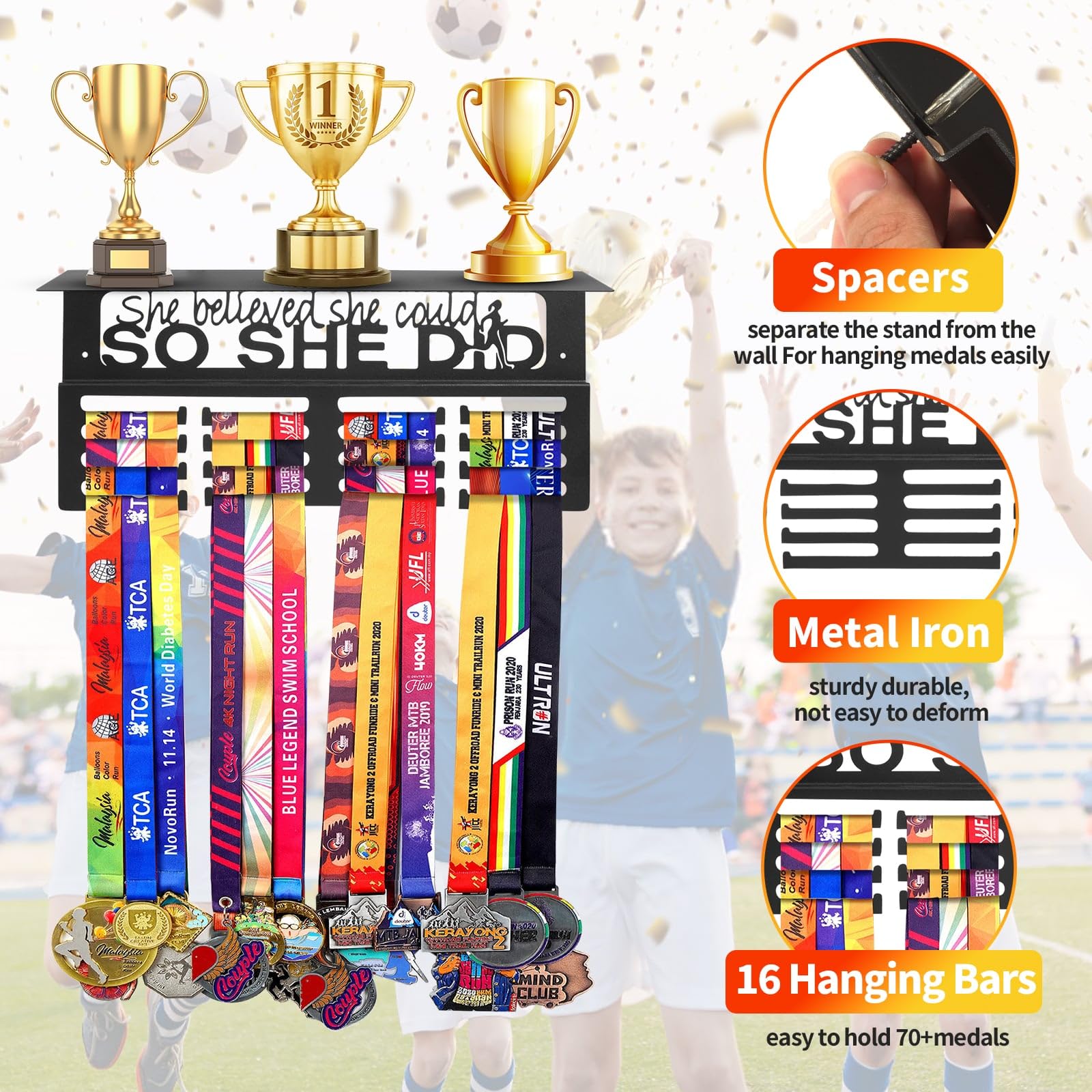 Snapklik.com : Medal Hanger Display & Trophy Holder - ANSLCA 15.8 X 7 ...