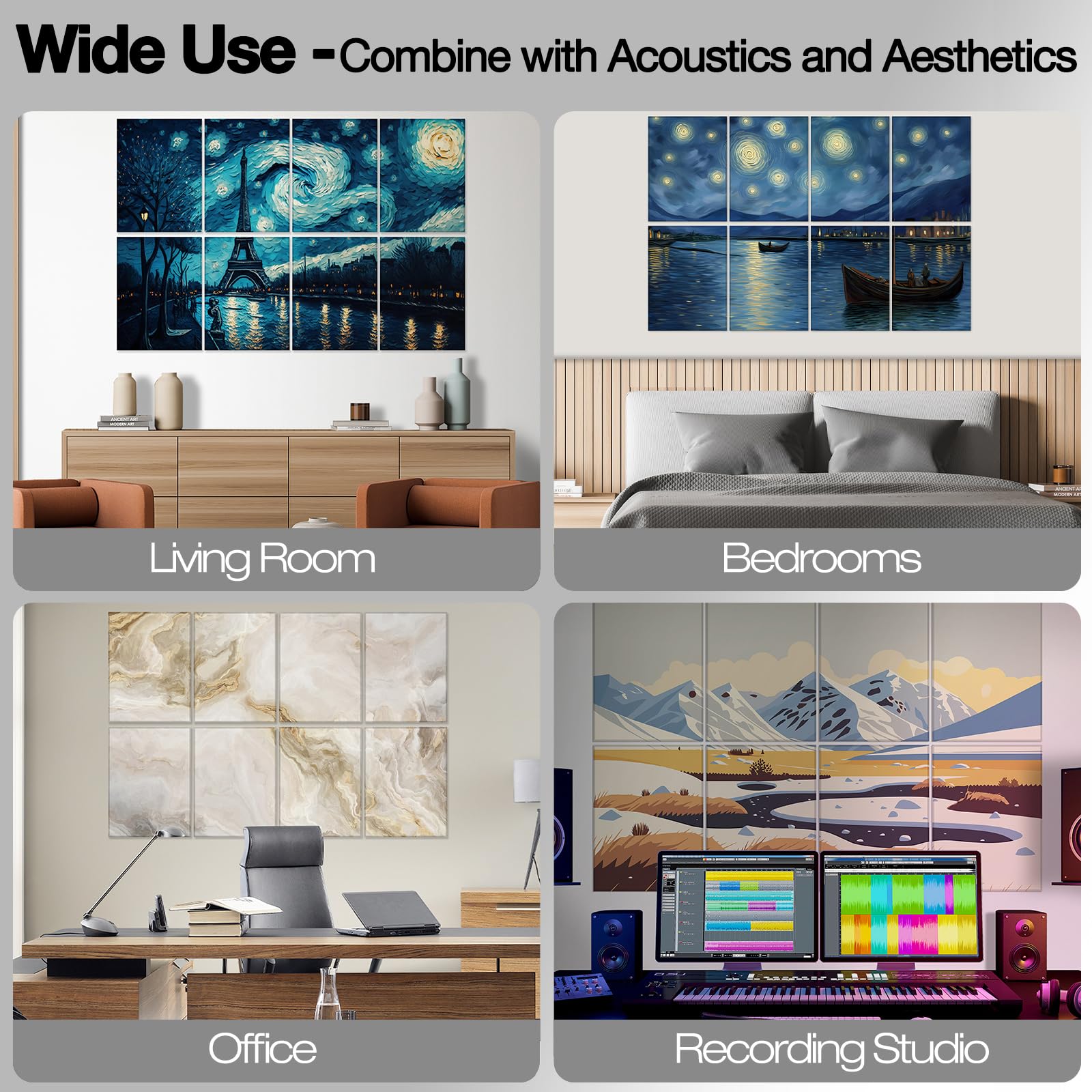 Snapklik.com : 8 Pack Art Acoustic Panels,Self Adhesive Sound Proof ...