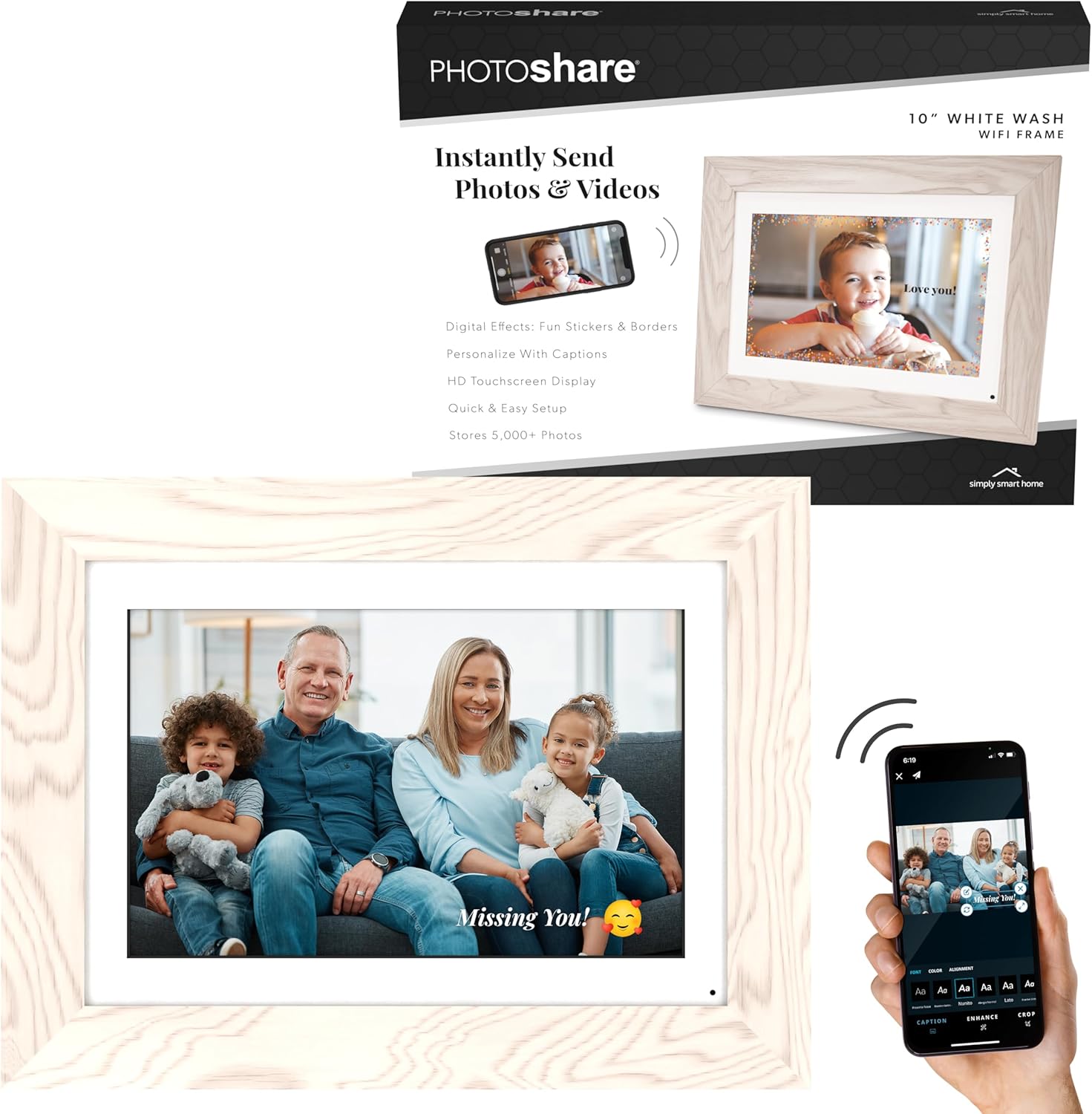 Amazon.com : Simply Smart Home 10” WiFi Digital Photo Frame | Send ...