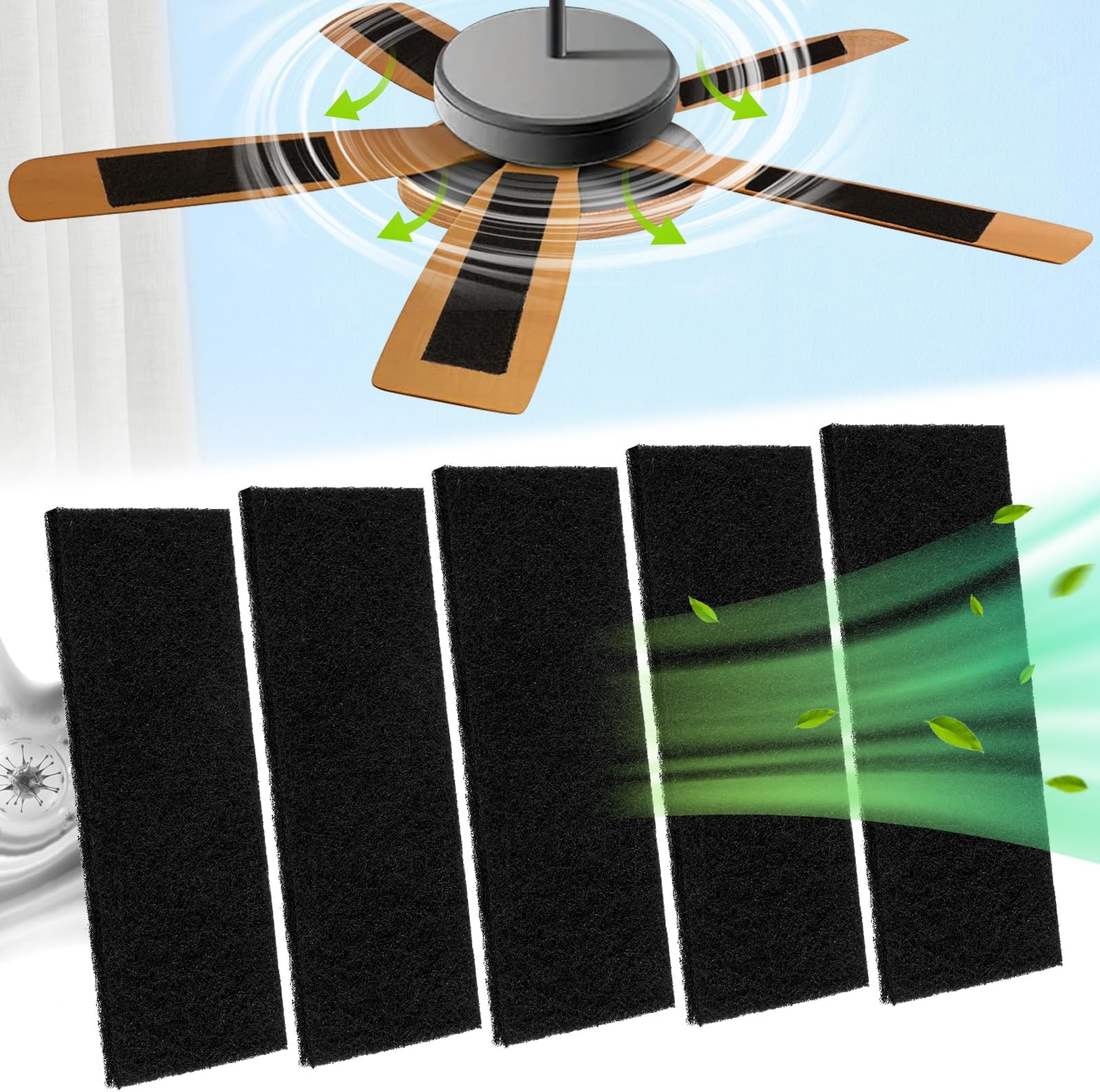 HolyMaji Ceiling Fan Filter - Easily Sticks on Ceiling Fan Blades Top ...
