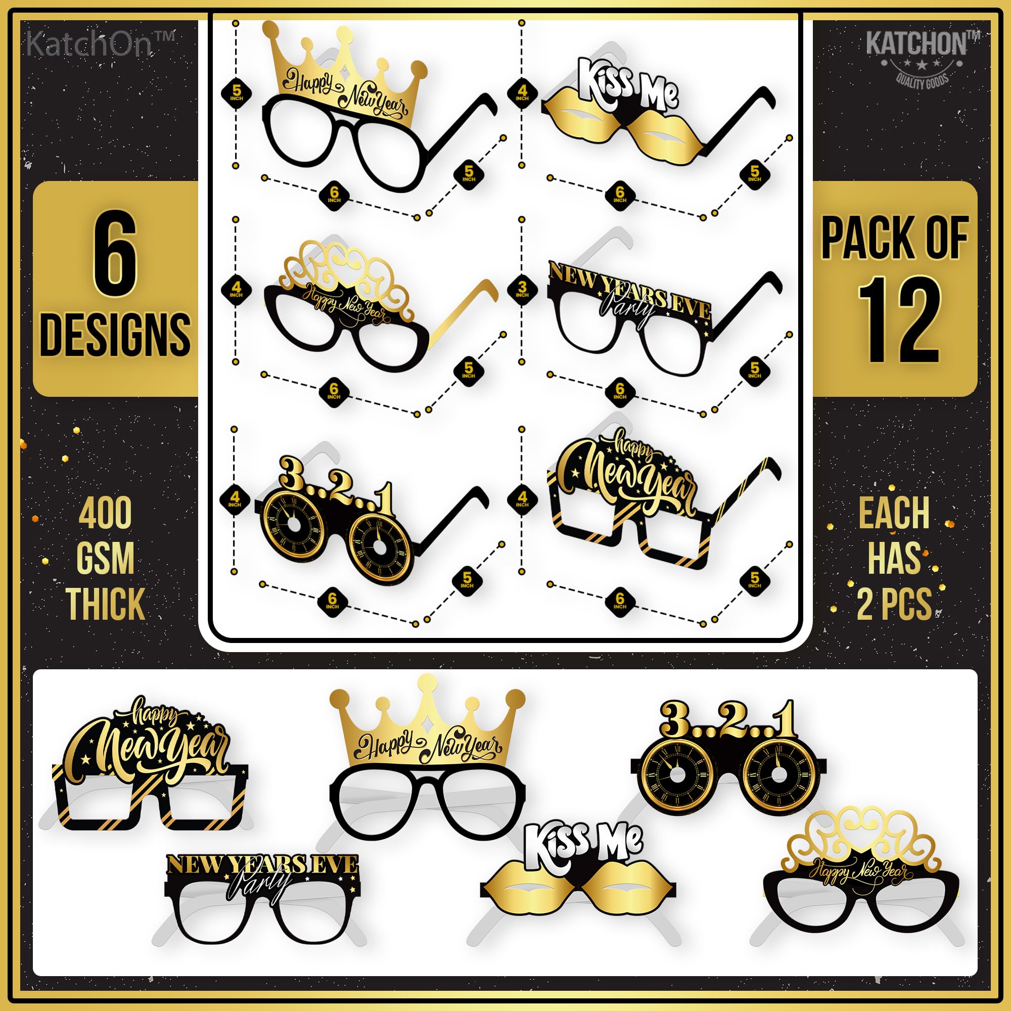 KatchOn, New Years Glasses 2025 – Pack of 12 | Happy 2025 Glasses New ...