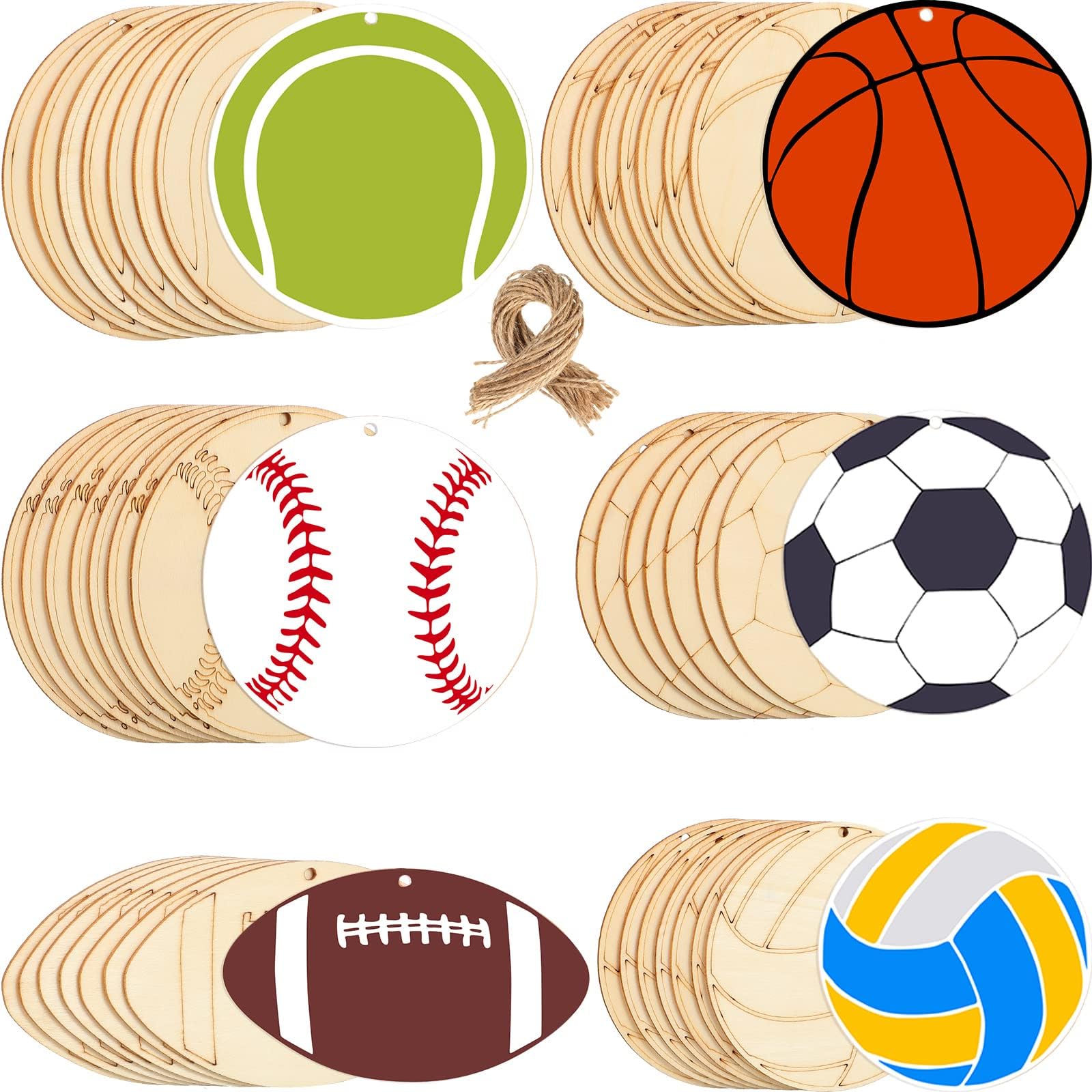 Amazon.com: 42 Pieces Sports Theme Unfinished Wood Cutouts Football ...