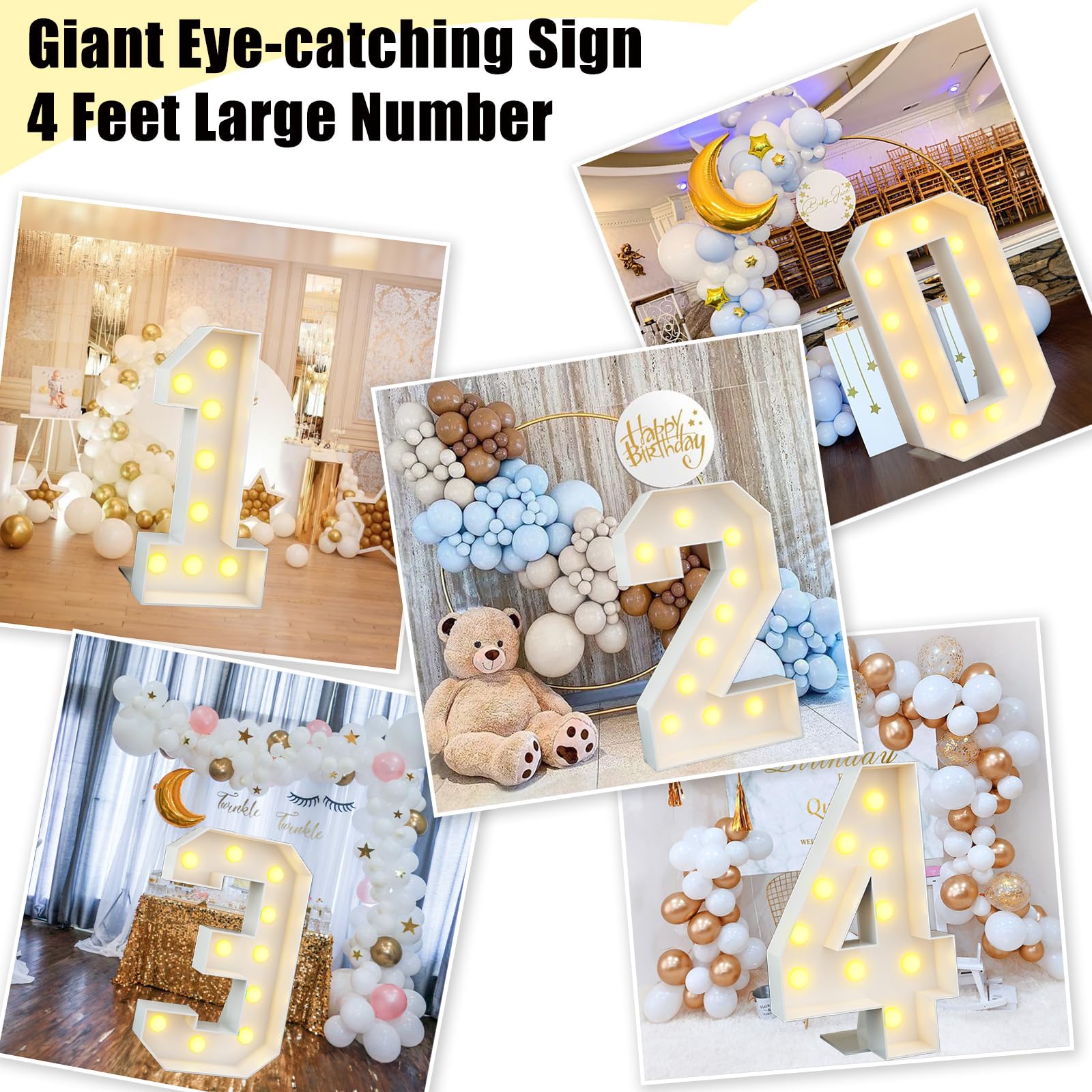 Snapklik.com : 4ft Light Up Number 1 White Large Numbers