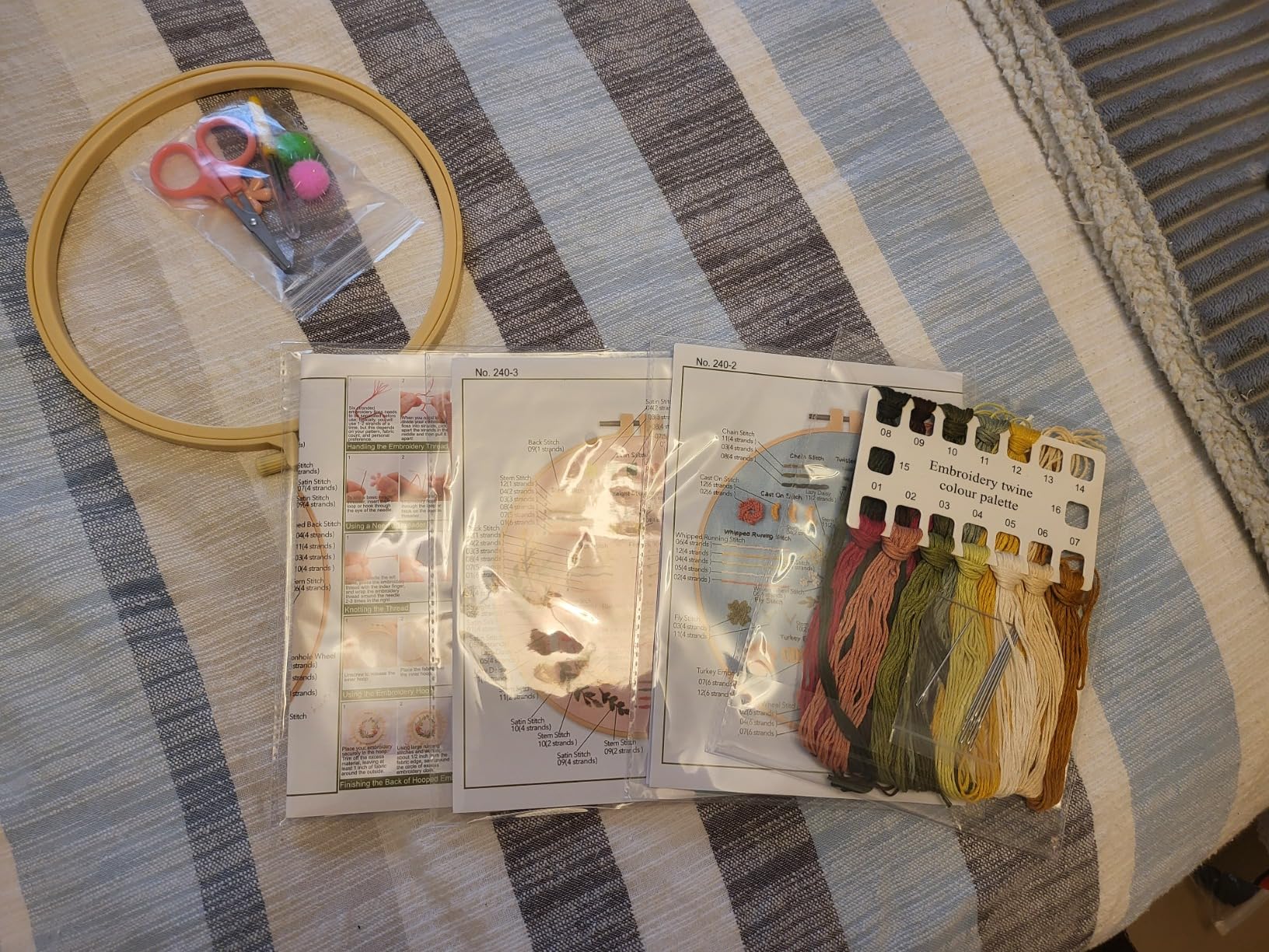 3Sets Embroidery Kit for Beginner, Embroidery Stitch Practice to Learn ...