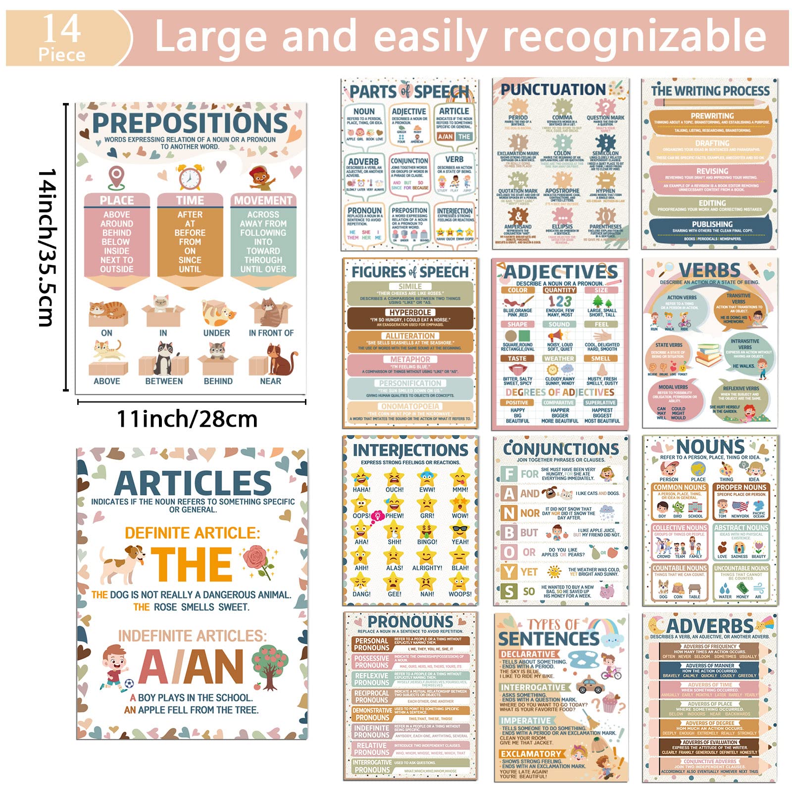 Snapklik.com : 14 PCS Boho Parts Of Speech Posters For Classroom ...