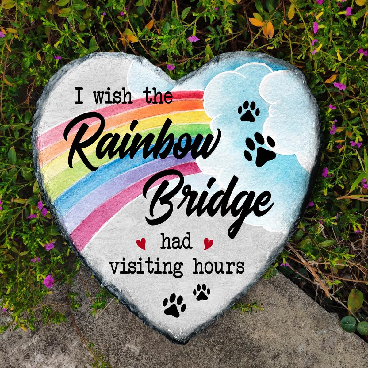 Amazon.com: Bozspacer Dog Memorial Heart Slate - Rainbow Bridge Tribute ...