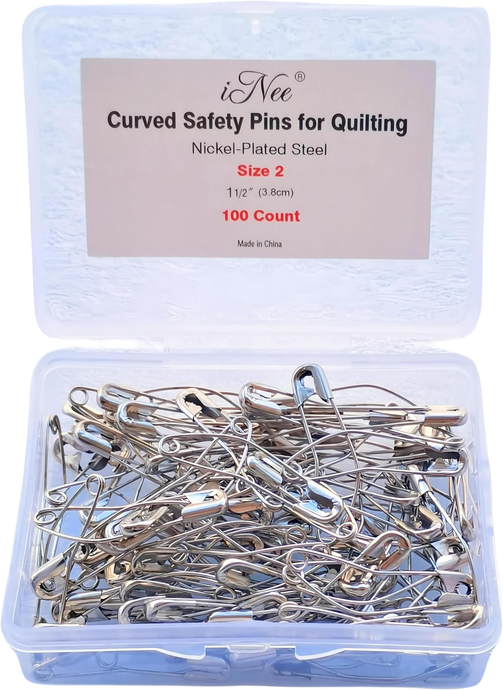 Amazon.com: iNee Curved Safety Pins, Quilting Basting Pins, Nickel ...