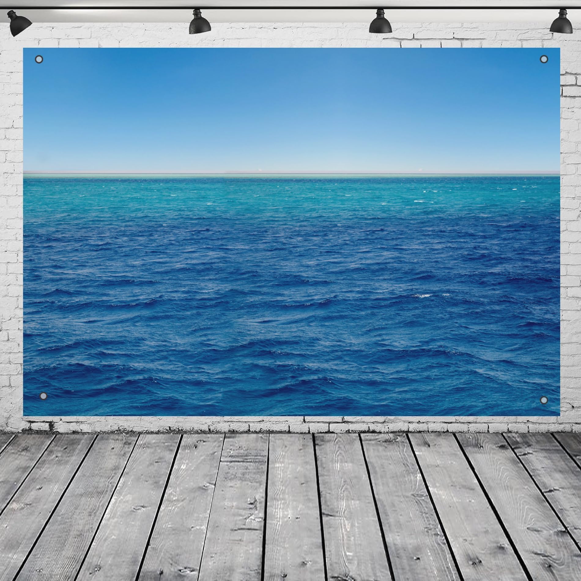 Amazon.com : Sky Ocean Backdrop Blue Sky Sea Wave Natural Scenery ...
