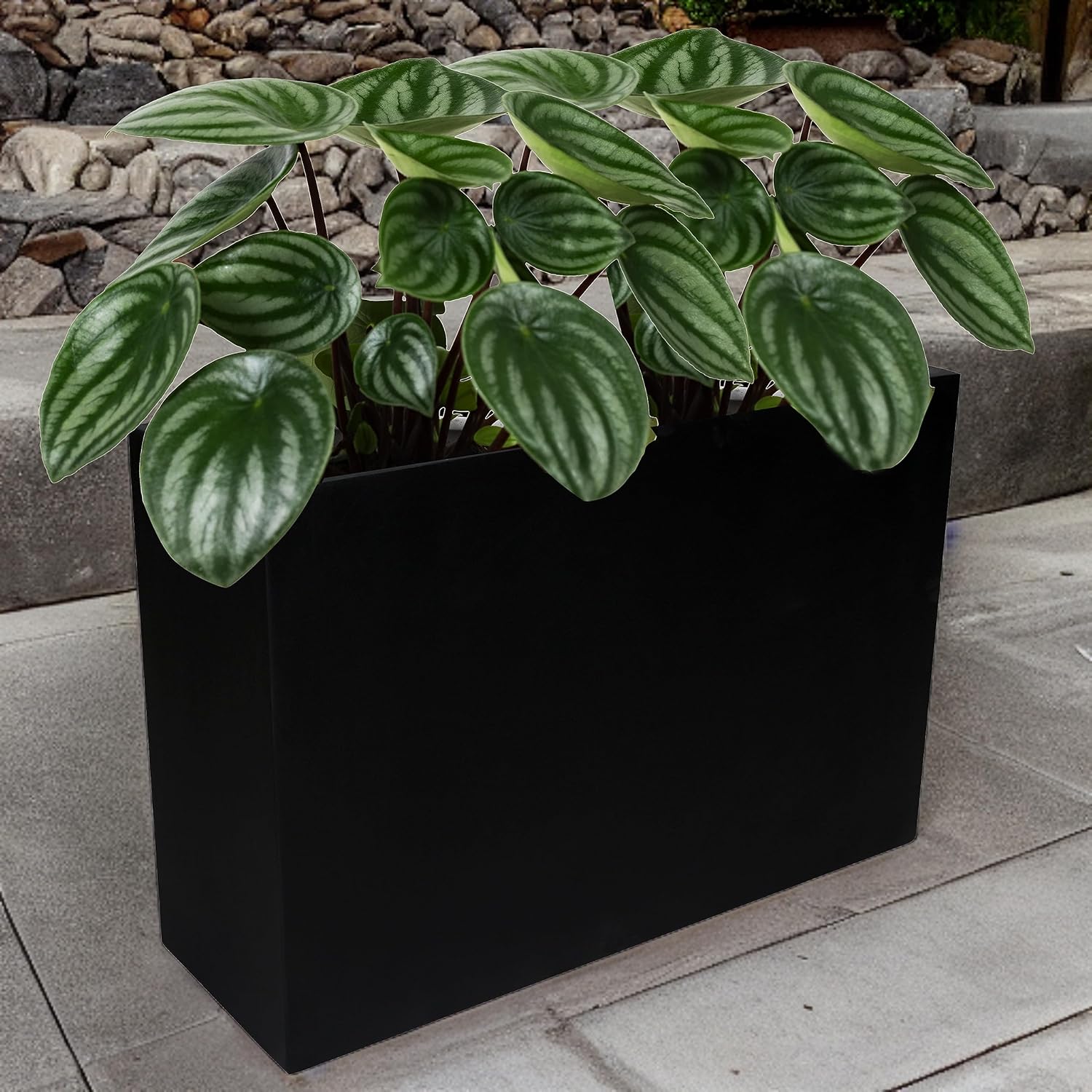 JP PLANTERS 24-Inch Rectangle Fiberglass Trough Planter – Black FRP ...