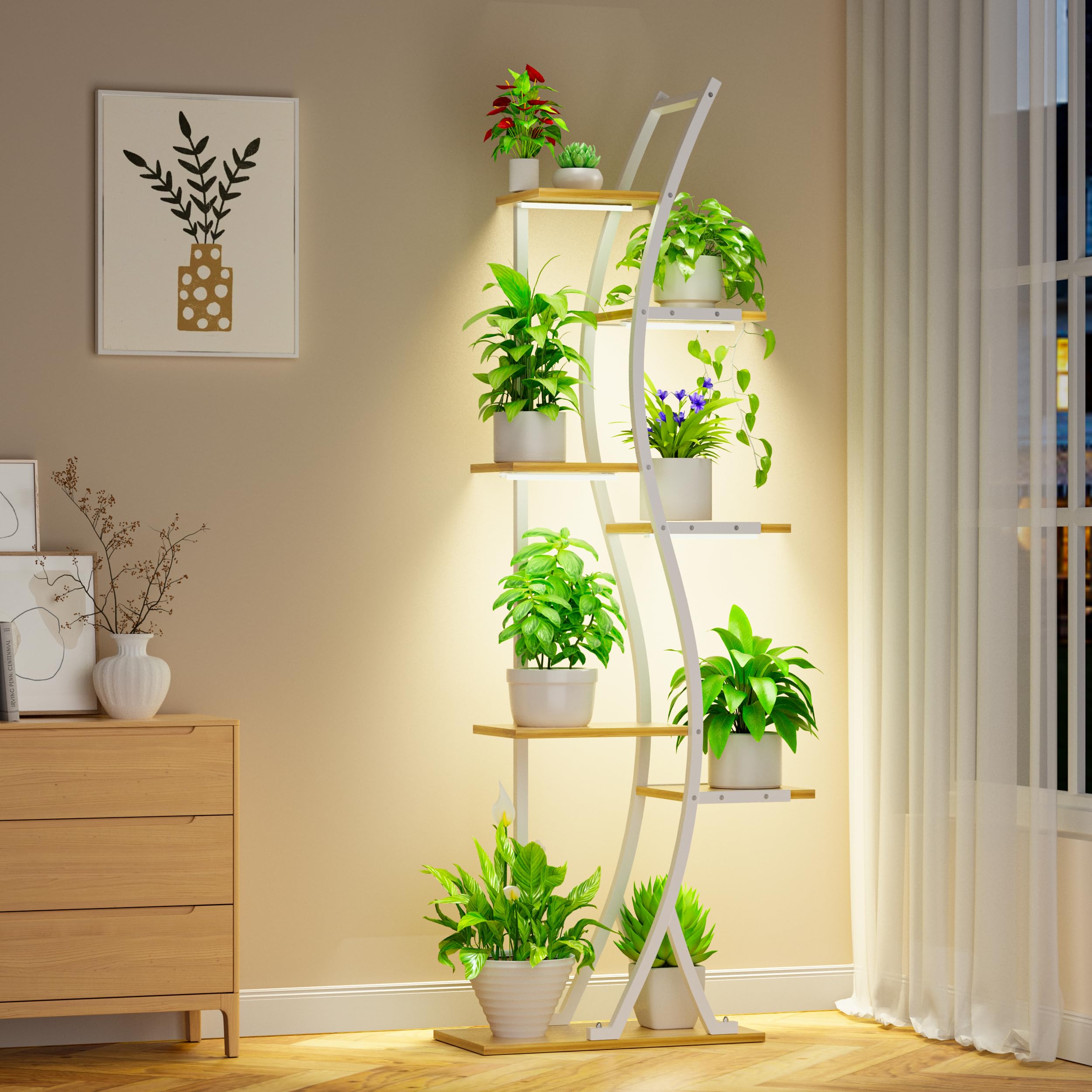 Amazon.com: MJOMKN 62" Tall Plant Stand with Grow Light Indoor, 7 ...