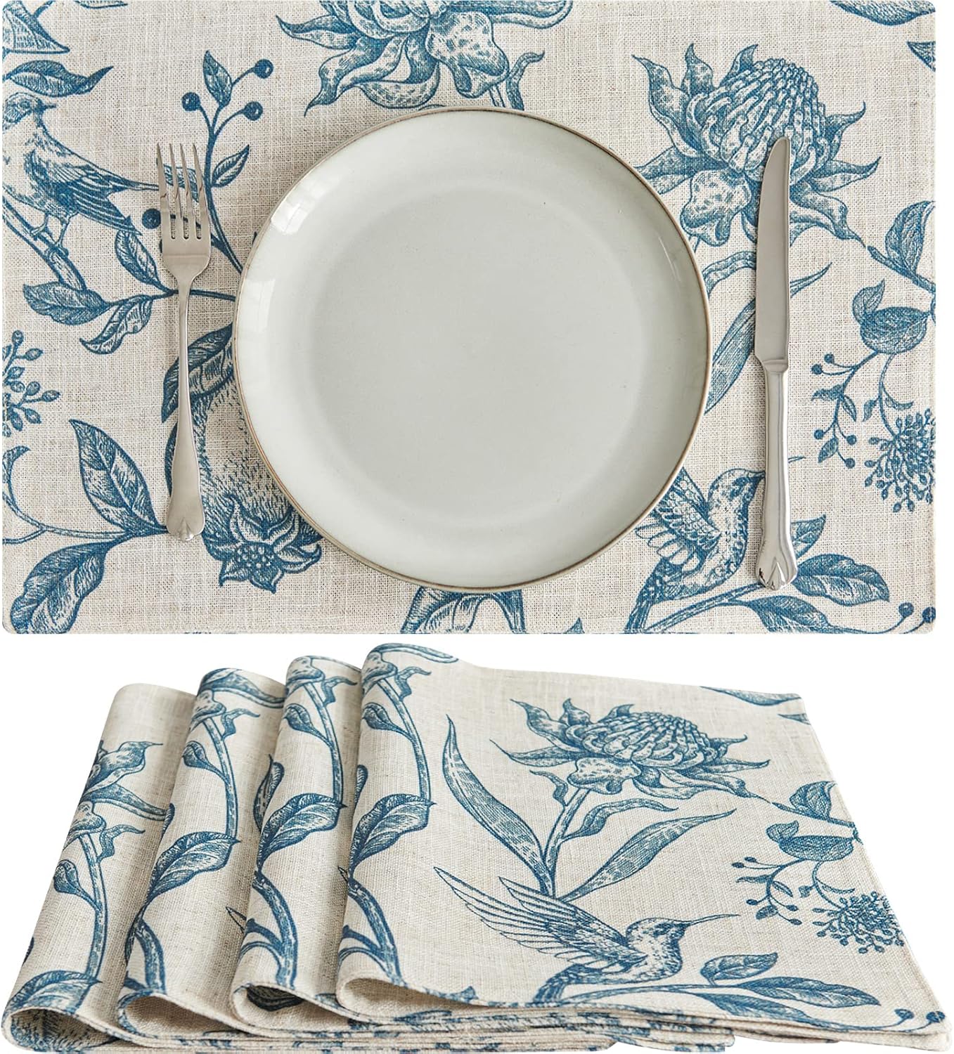 Amazon.com: JINCHAN Summer Placemats Set of 4 Washable Floral Print ...