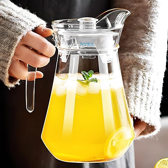 Buy NVRA Italian Premium 1300ml Glass Water Jug with Plastic Lid ...