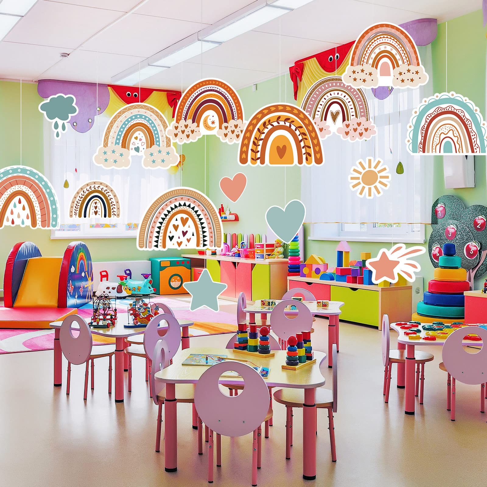 Snapklik.com : 90 Pieces Rainbow Classroom Decor Boho Bulletin Board ...