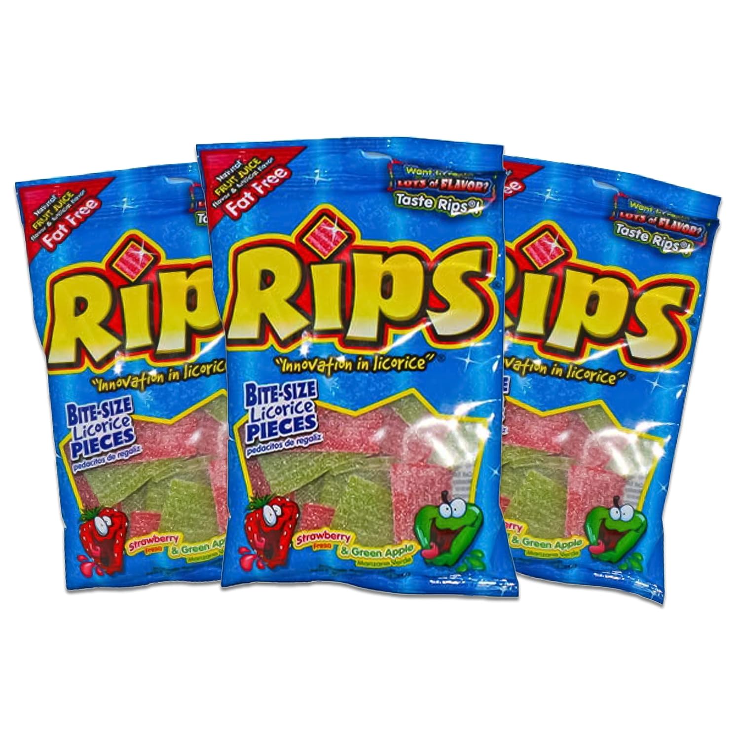 Rips Licorice Bite Size Candy - Strawberry & Green Apple - Fruit Juice ...