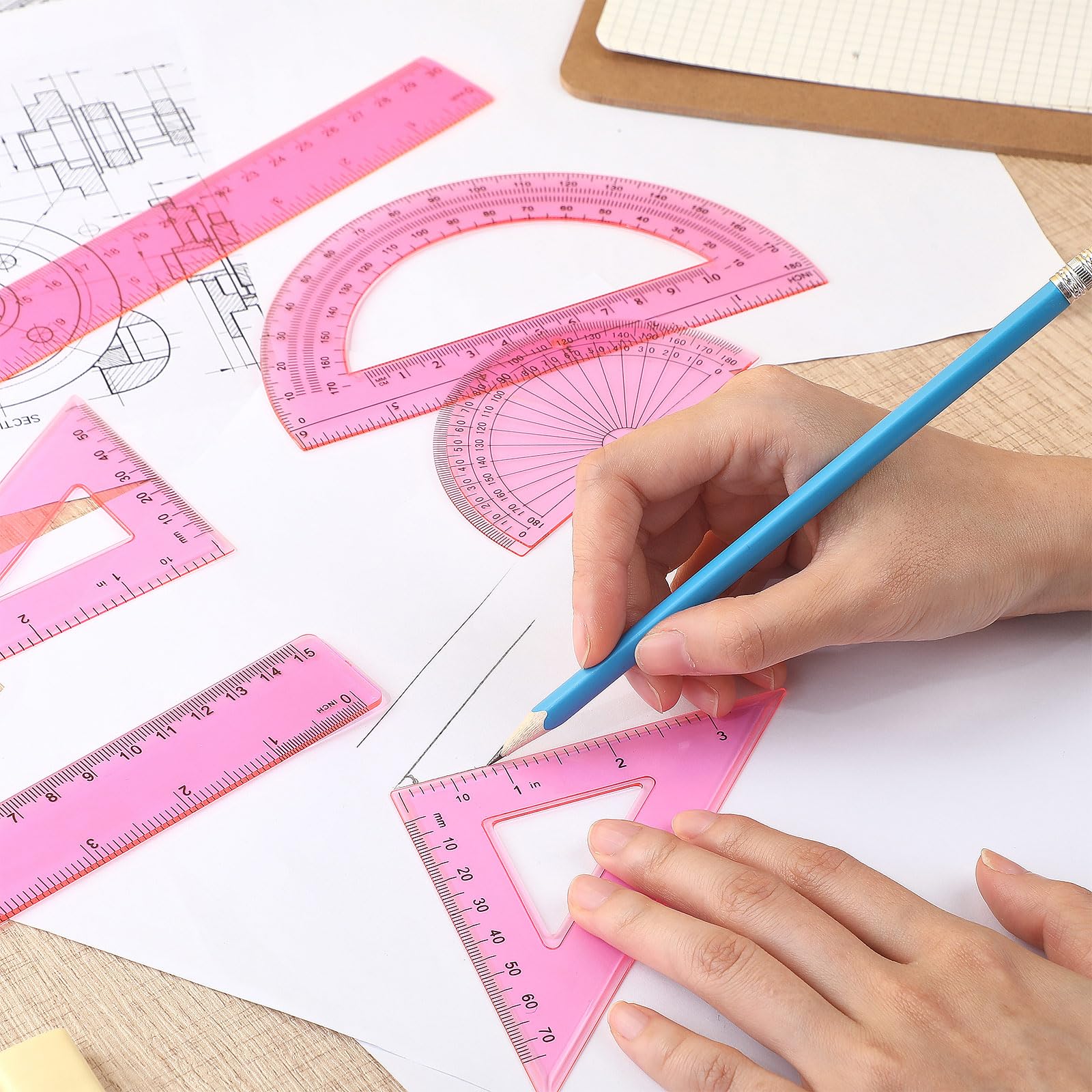 Snapklik.com : Tenare 1 Set Plastic Clear Math Set Includes Protractor ...