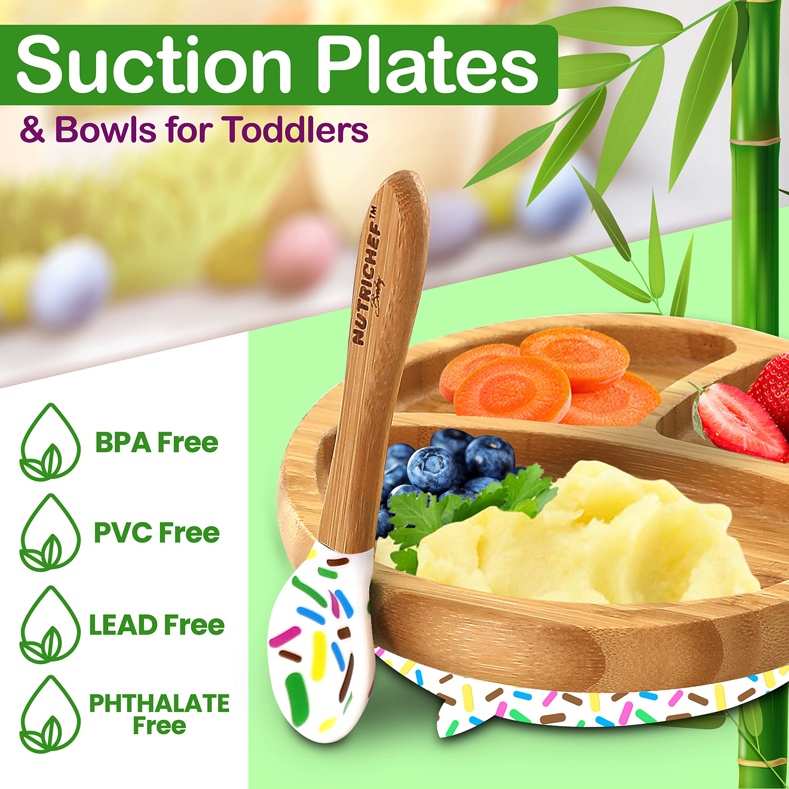 Snapklik.com : NutriChef Baby And Toddler, 3 Compartment Plate, Bowl ...