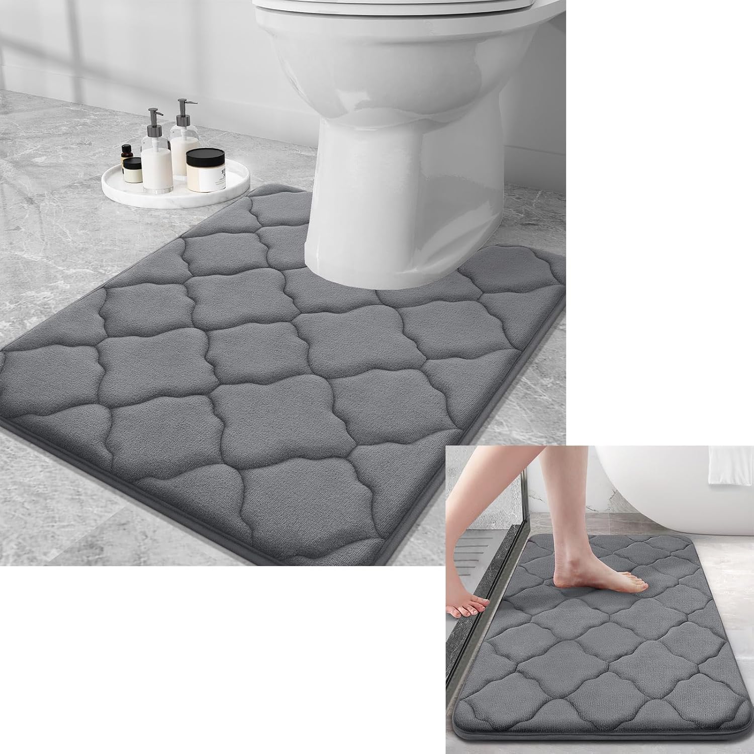 Amazon.com: OLANLY Memory Foam Bath Rug and Toilet Rug U-Shaped, Bath ...