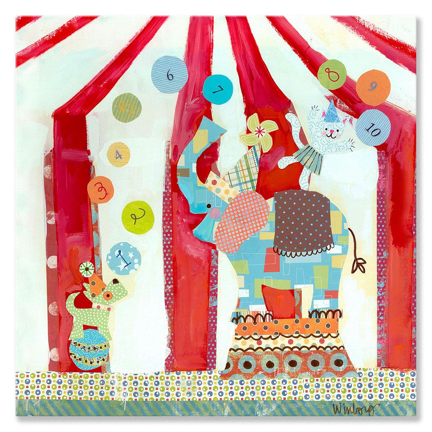 Amazon.com: Oopsy daisy Big top Counting Circus Stretched Canvas Wall ...