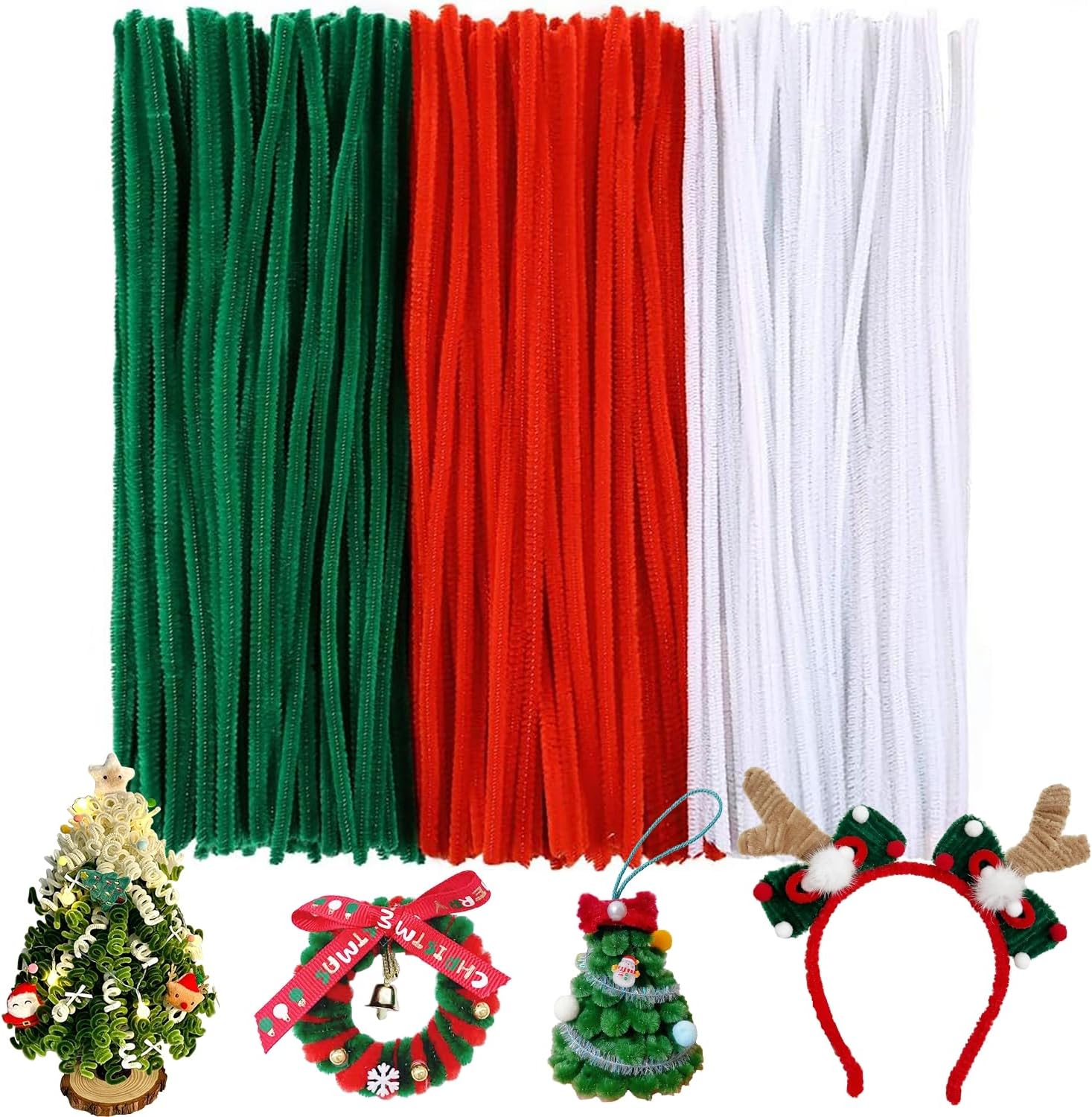 Amazon.com: AHAMETON 300pcs Christmas Pipe Cleaners for Christmas DIY ...