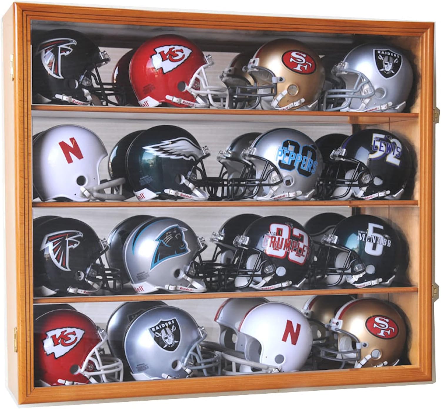 Amazon.com: 16 Mini Helmet Display Case Cabinet (Mirror Back) (Oak ...