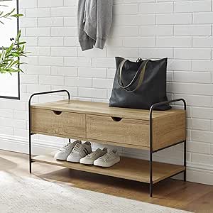 Amazon.com: Walker Edison Brookline Urban Metal and Wood Entry Bench ...